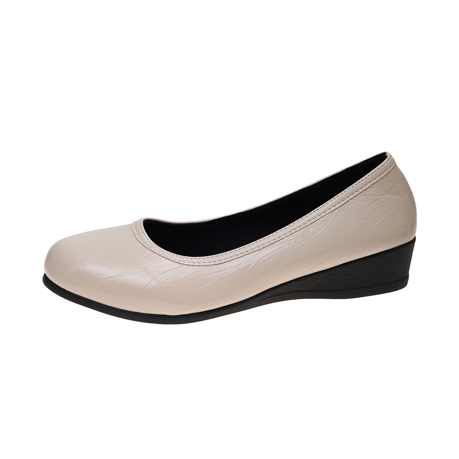 Miluxas Women's Wedges Heels for Women Round Toe Solid Color ...