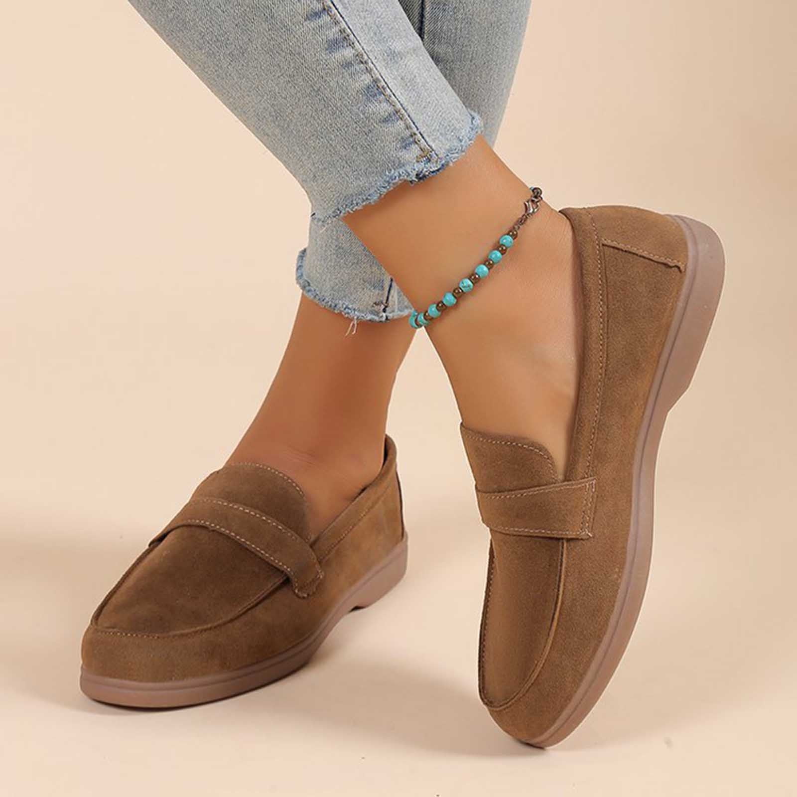 Miluxas Women's Wide Loafers Shoes Cute Dressy Shoes Ladies Comfort ...