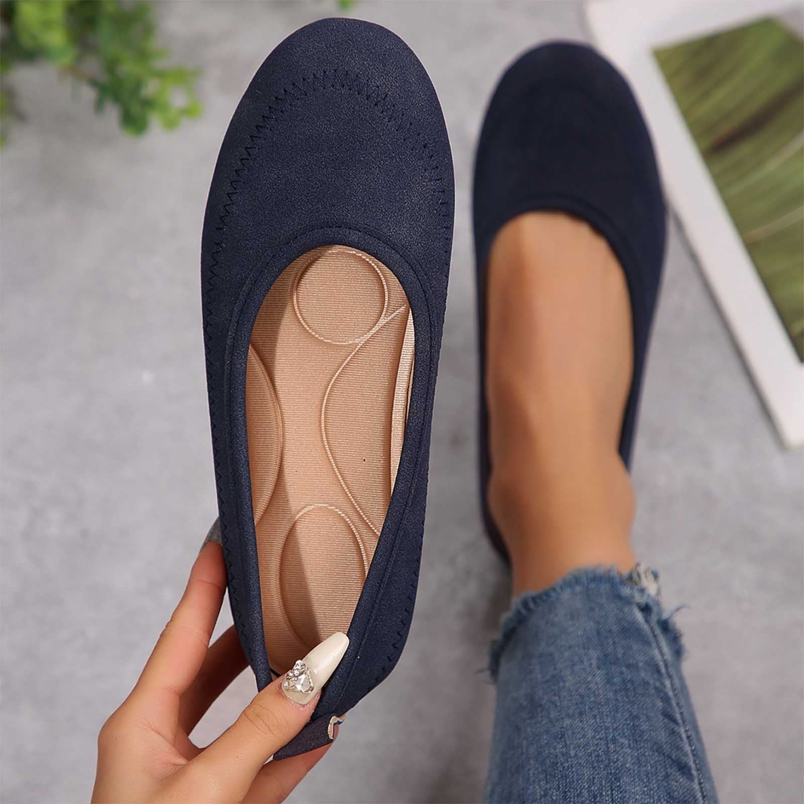 Miluxas Women's Wide Width Flat Shoes , Comfortable Casual Round Toe ...
