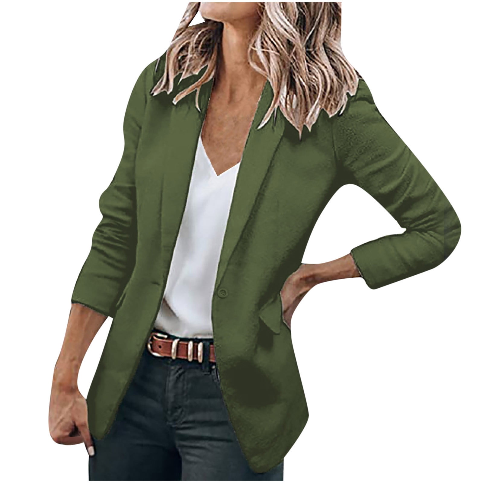 Miluxas Womens Casual Blazers Open Front Long Sleeve Work office ...