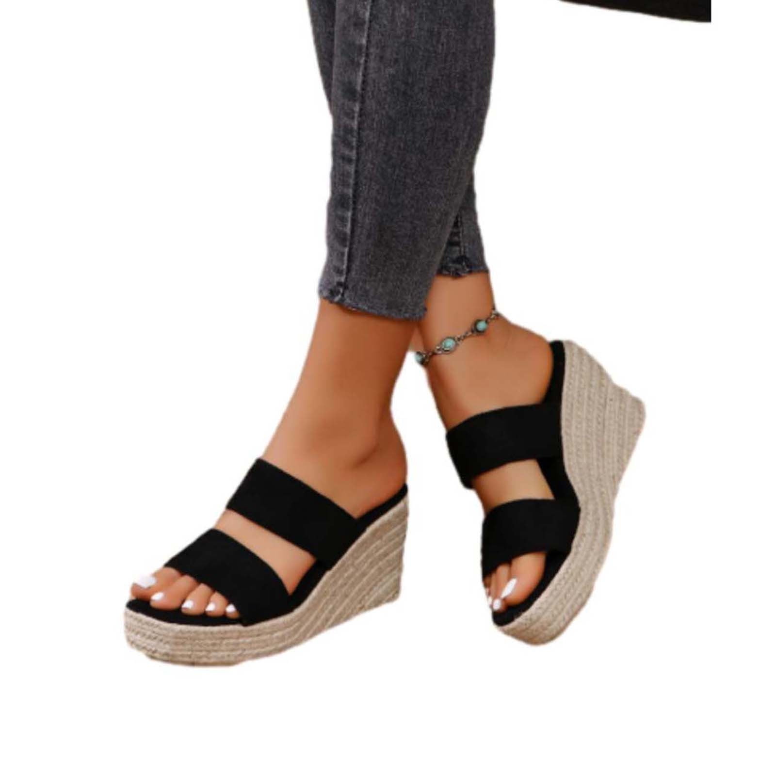 Miluxas Womens Espadrille Wedge Sandals Heels Open Toe Platform High ...