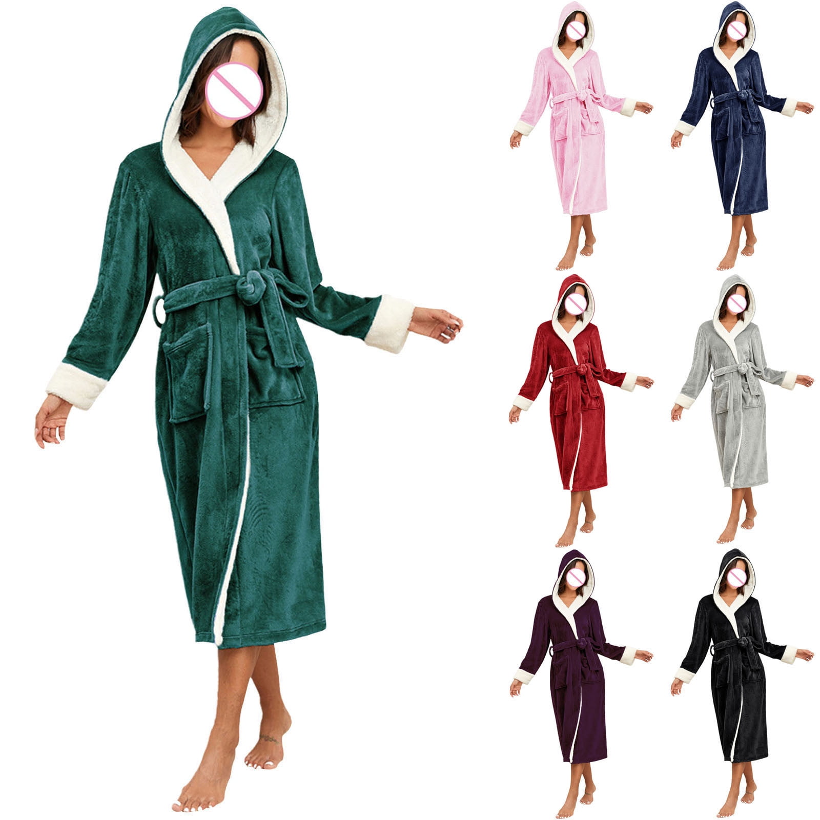 Miluxas 2025 Clearance! Womens Fuzzy Robe Clearance Mid Length Bathrobe ...