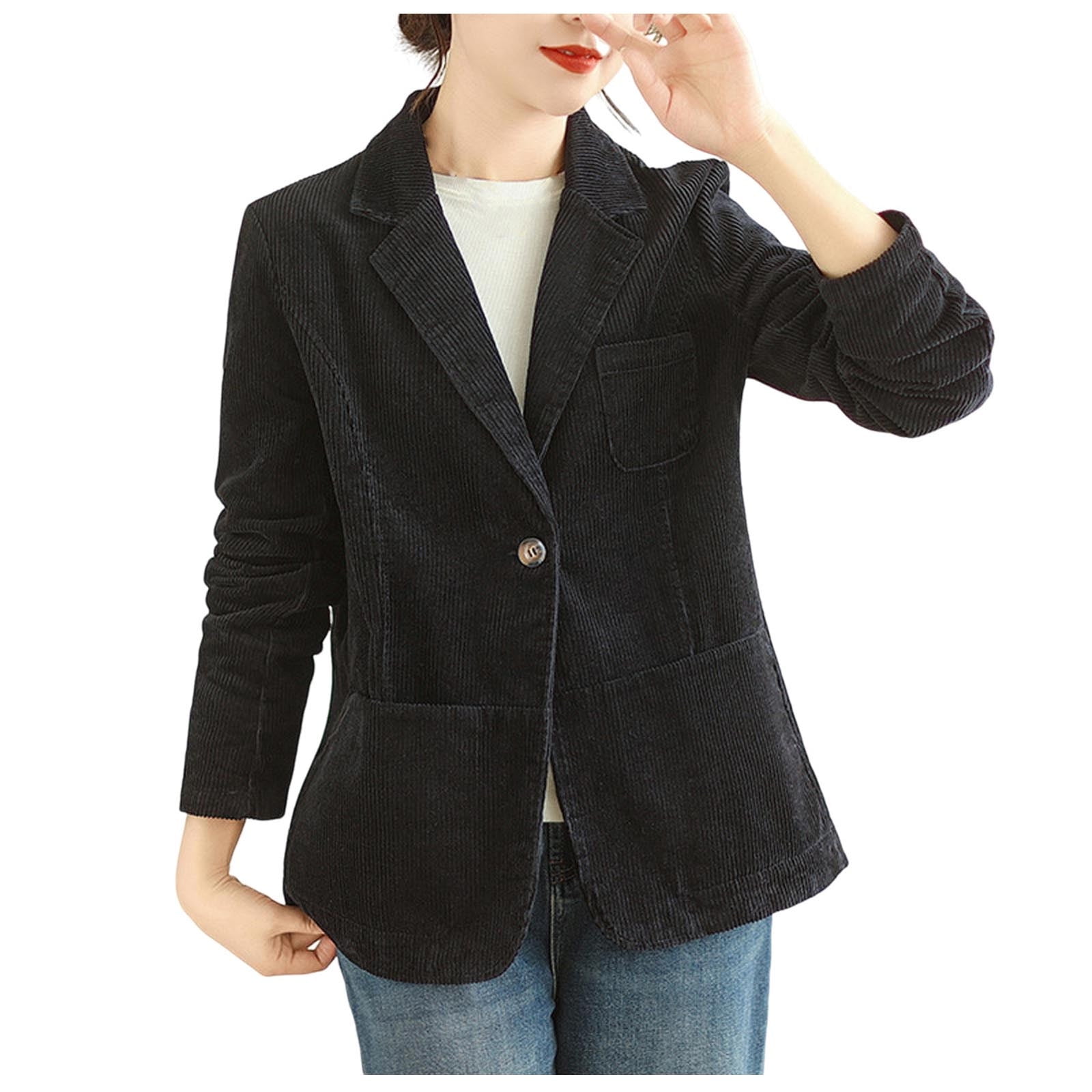 Miluxas Womens Lapel Corduroy Blazer Casual Single Breated Work office ...
