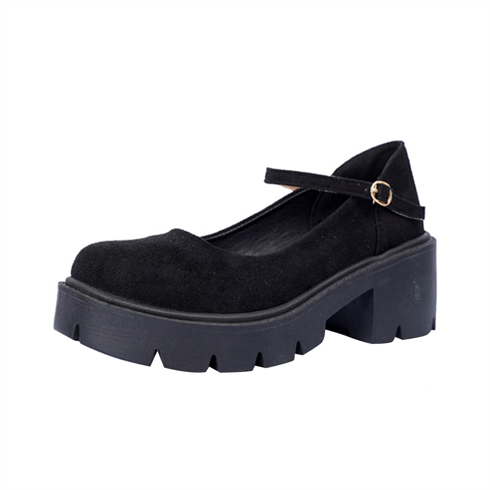 Miluxas Womens Lug Sole Platform Chunky Heel Loafers Classic Round Toe ...