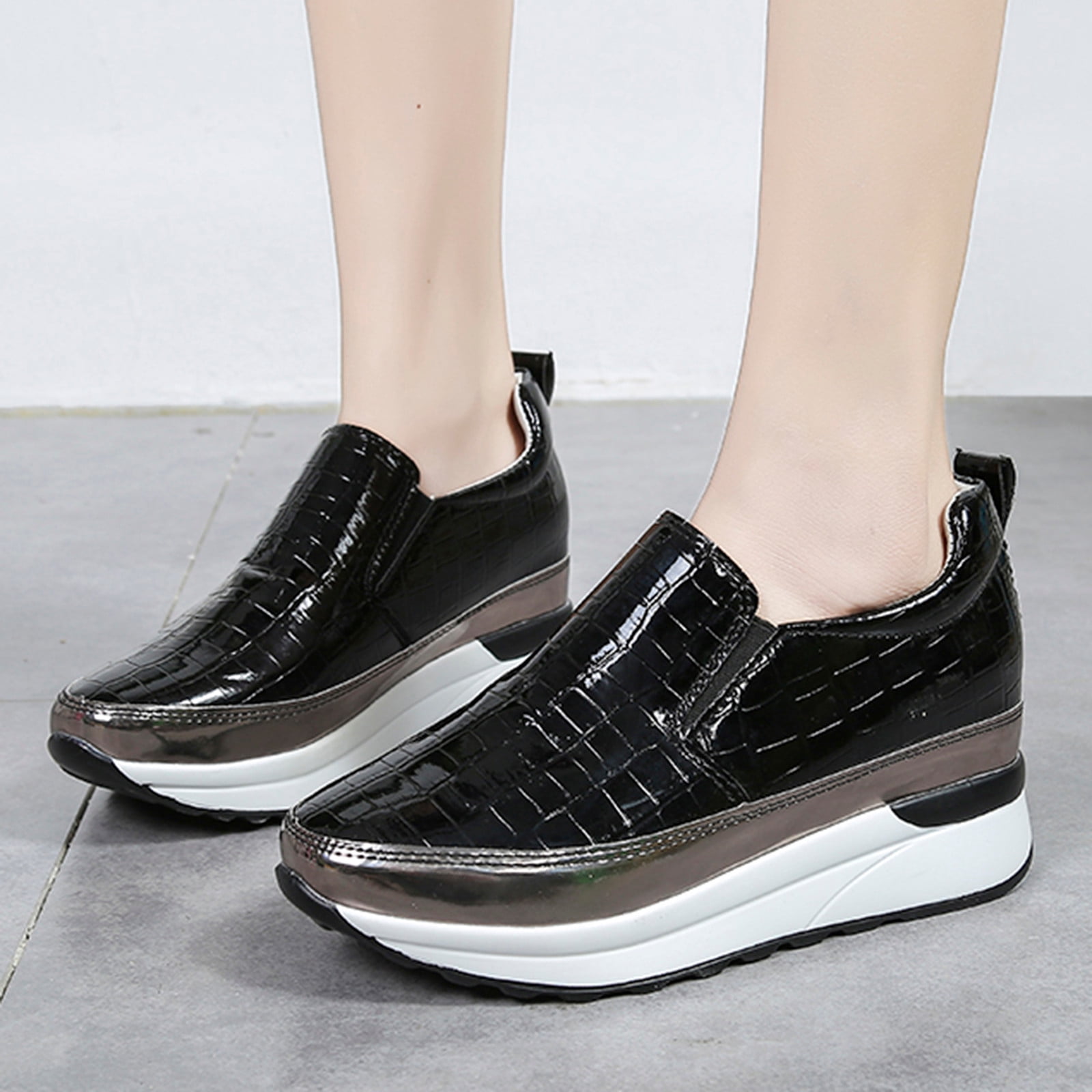 Miluxas Womens Slip on Loafers Comfortable Thick Soft Platform Sneakers ...