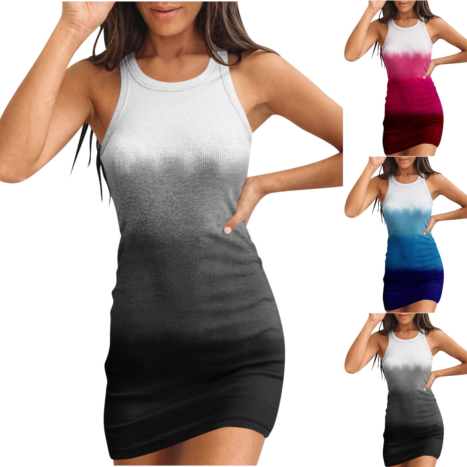 Miluxas Womens Summer Dresses Cutout One Piece Ribbed Bodycon Mini ...