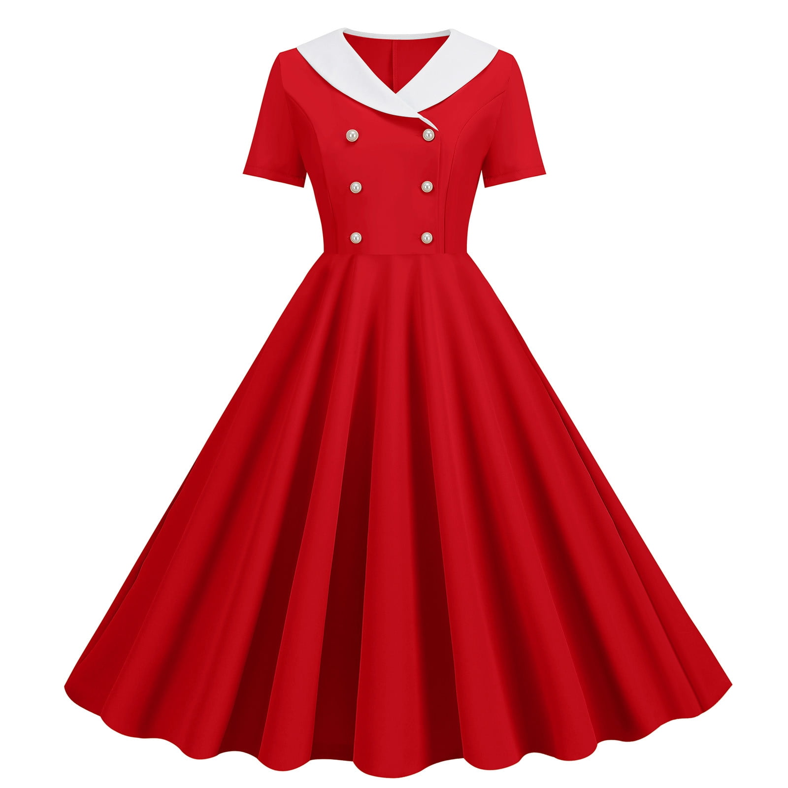 Miluxas Womens Vintage Retro Dress Clearance Square Neck Work Business ...