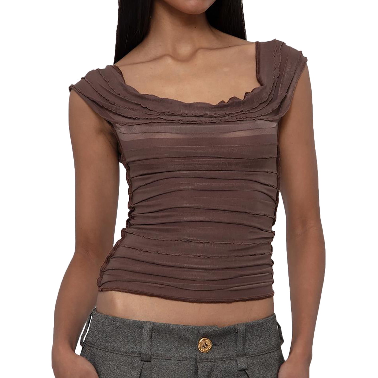 Miluxas Womens's Y2k Multi Tiered Layered Crop Tops Cap Sleeve Lace ...