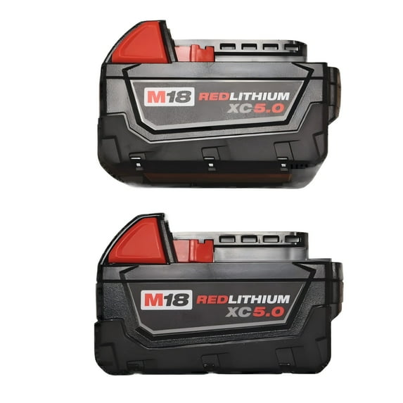 Milw-aukee M18 REDLITHIUM XC 5.0Ah 18V Extended Capacity Battery 2-Pack ...