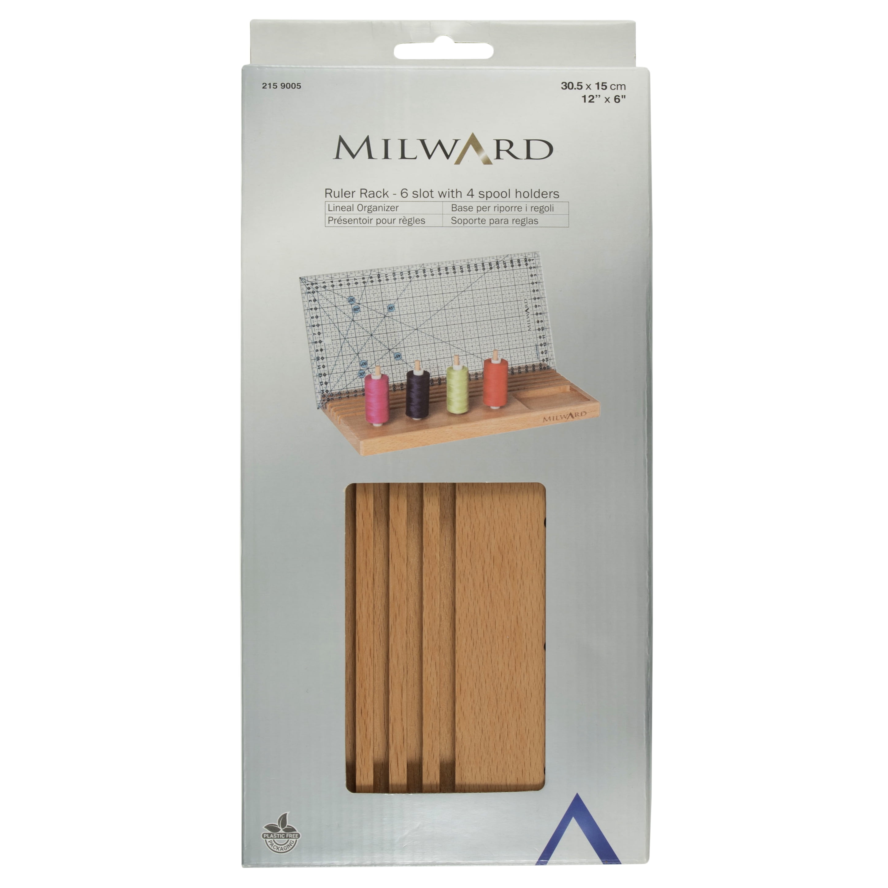 Milward Haberdashery Ruler Rack with Storage: Beech Wood: 6 Slots ...