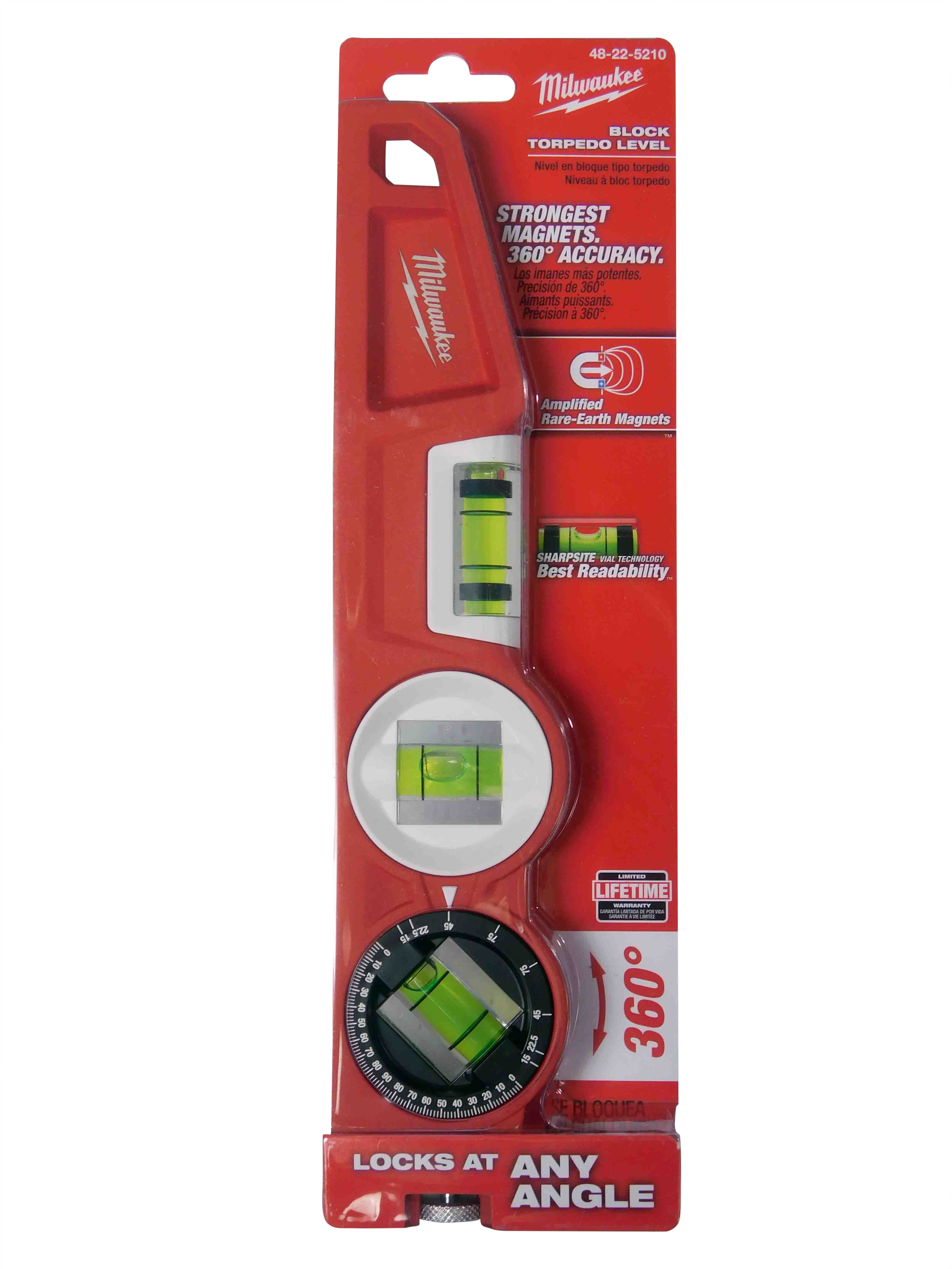 Milwaukee 10" Die Cast Torpedo Level with 360 Degree Locking Vial 48-22 ...