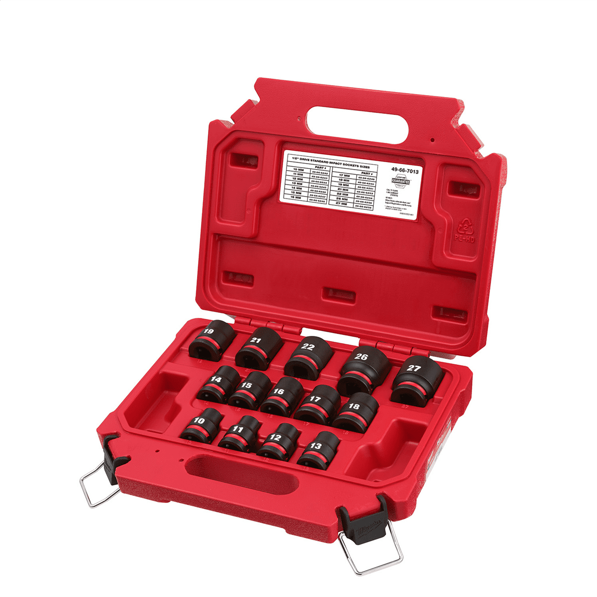 Milwaukee 14pc SHOCKWAVE Impact Duty 1/2" Drive Metric Standard 6pt ...