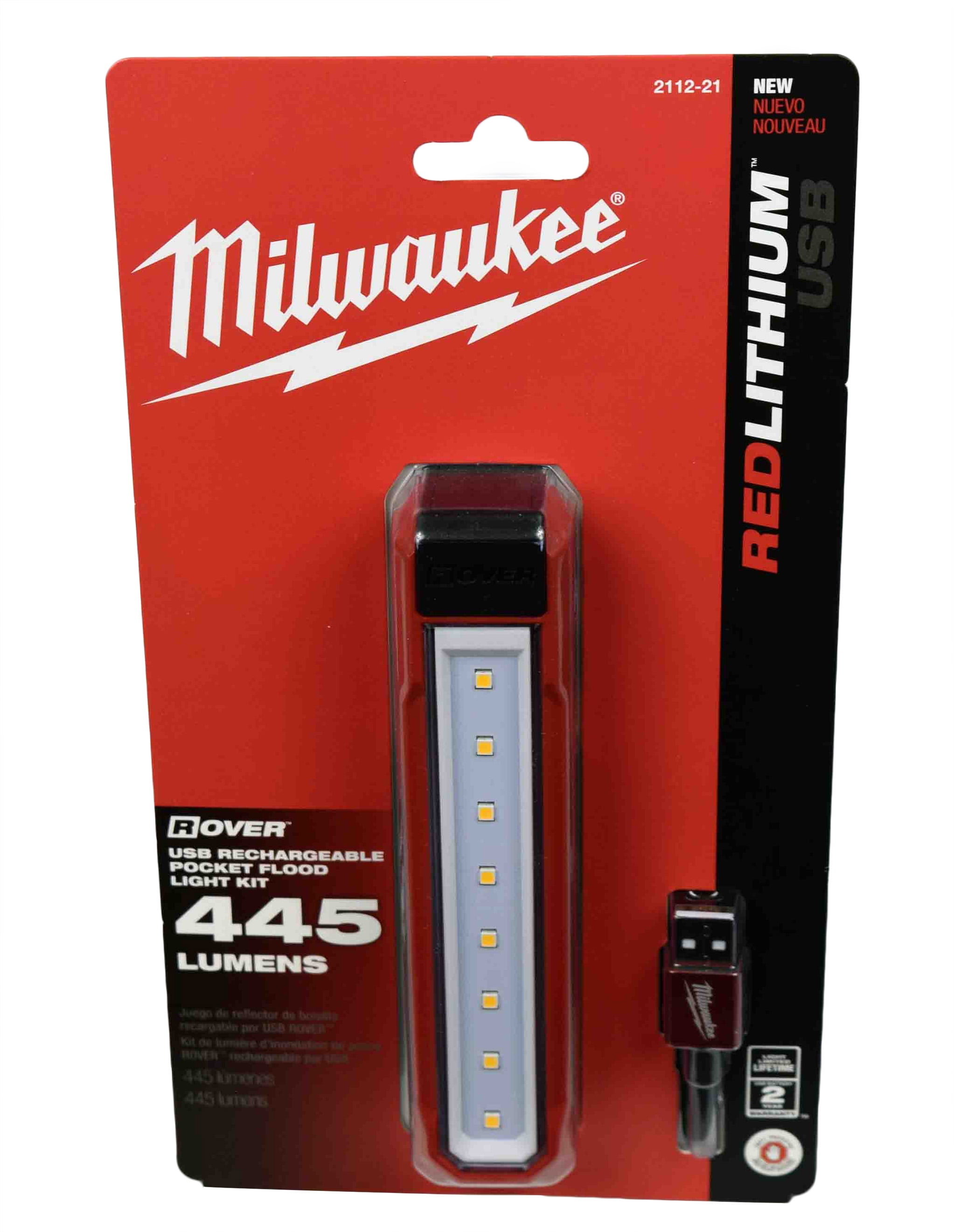 Milwaukee 2112-21 USB Rechargeable RedLithium Rover Pocket Flood Light ...