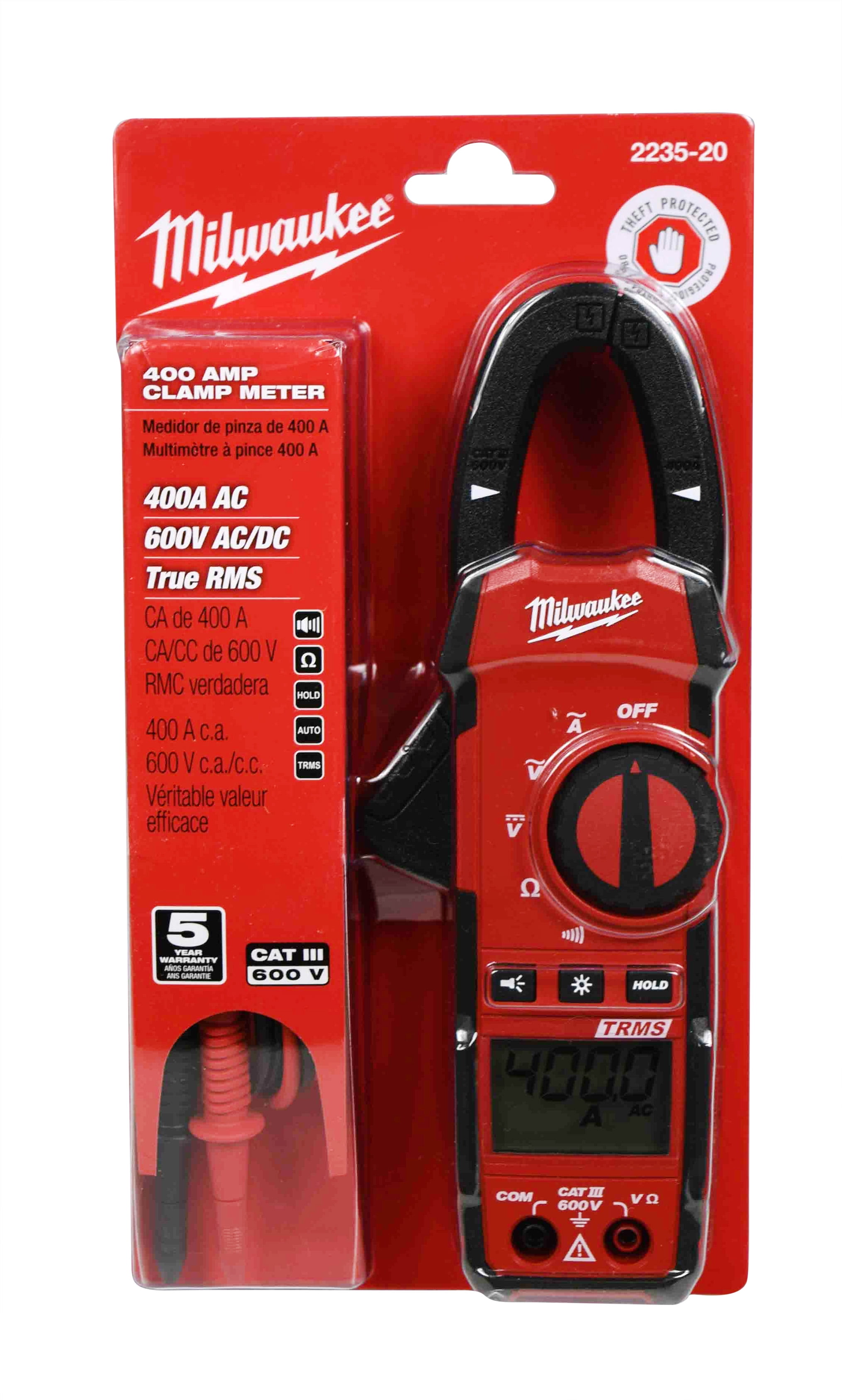 Milwaukee Electrical Tool 2235-20 Heavy Duty 400 Amp True-RMS Digital ...