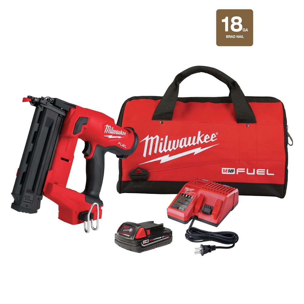 Milwaukee M18 FUEL 18 Gauge Brad Nailer Kit, Battery Operated with ...