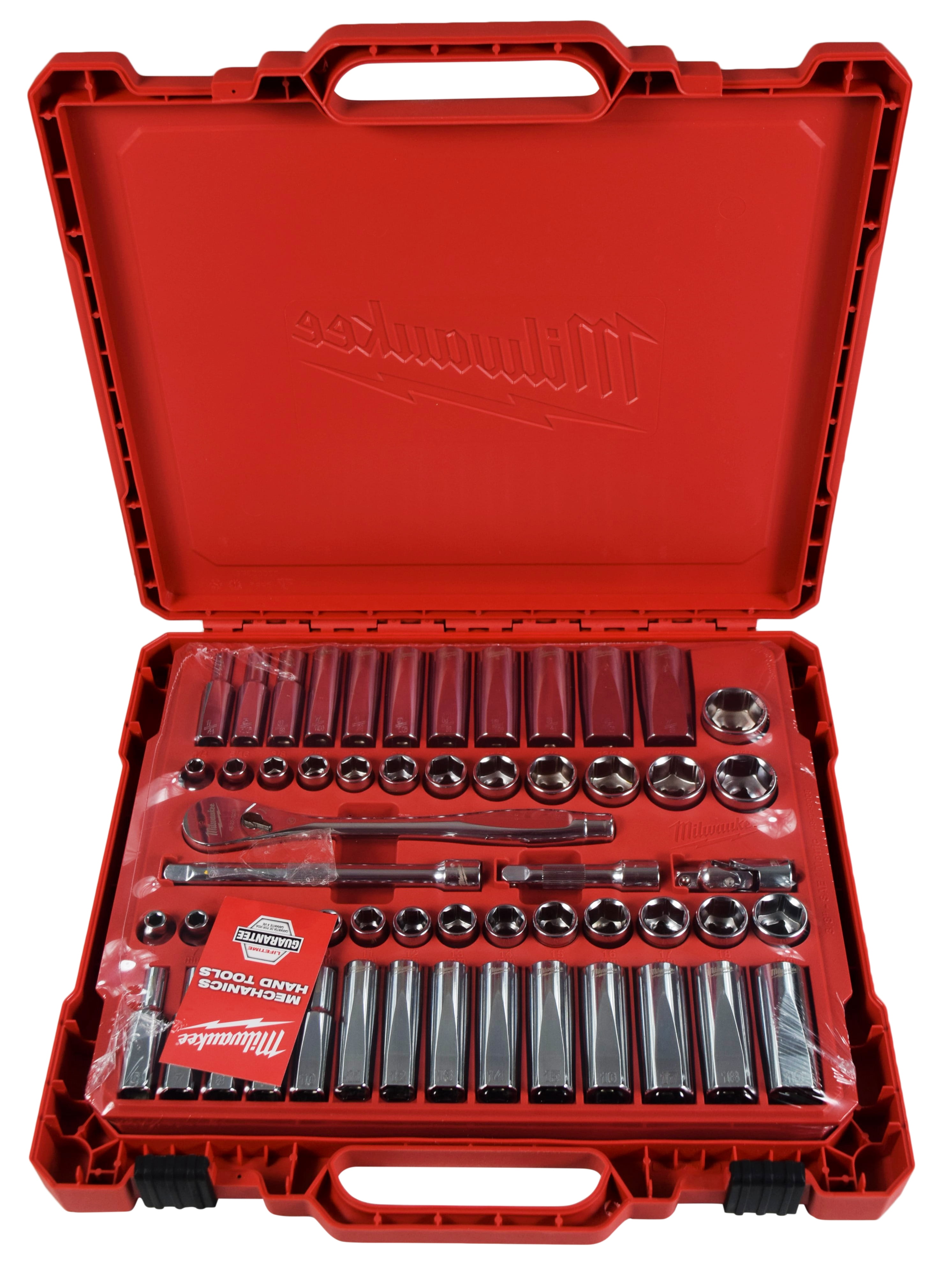 Milwaukee 3/8" Drive 56-Piece Ratchet & Socket Set - SAE & Metric, 90 ...