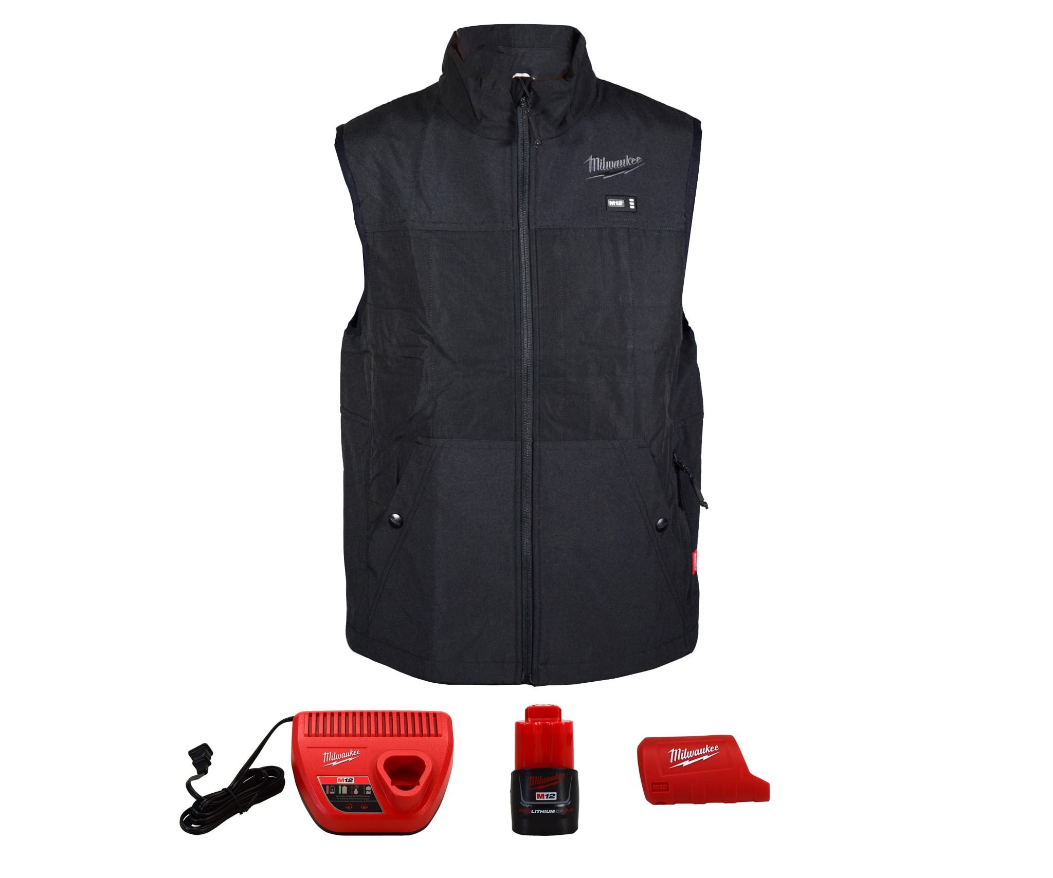 Milwaukee M12 Heated Axis Vest Kit, X-Large Black, Rechargeable Pack Included with Charger ...
