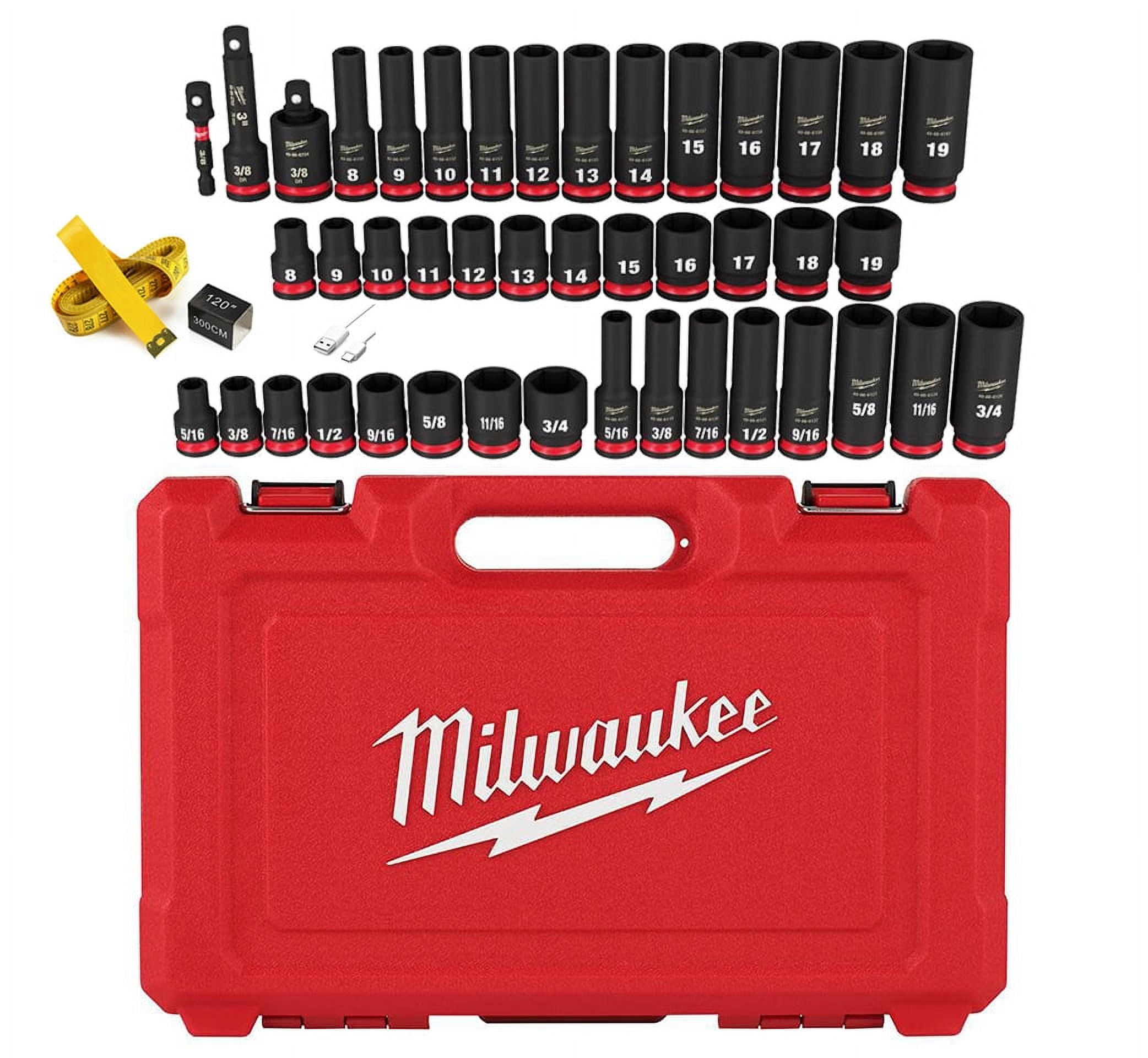 Milwaukee 43PC Shockwave Impact Duty 3/8" Drive SAE & Metric Deep 6 ...