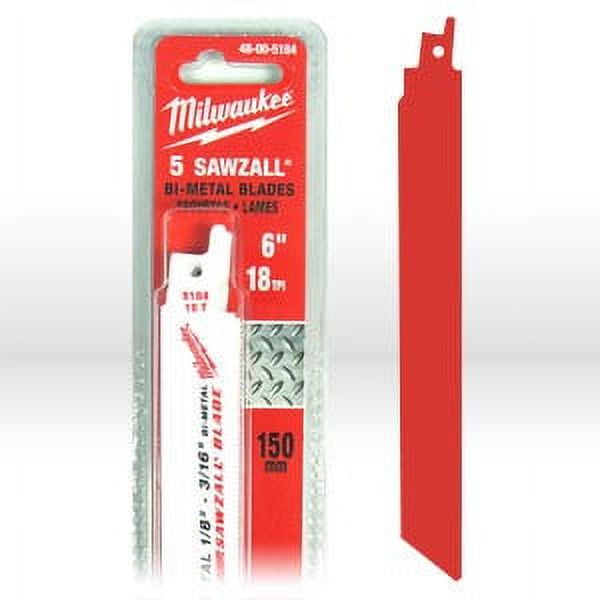 Milwaukee 48-00-5184 SUPER SAWZALL Reciprocating Saw Blade,L 6",TPI/18T ...