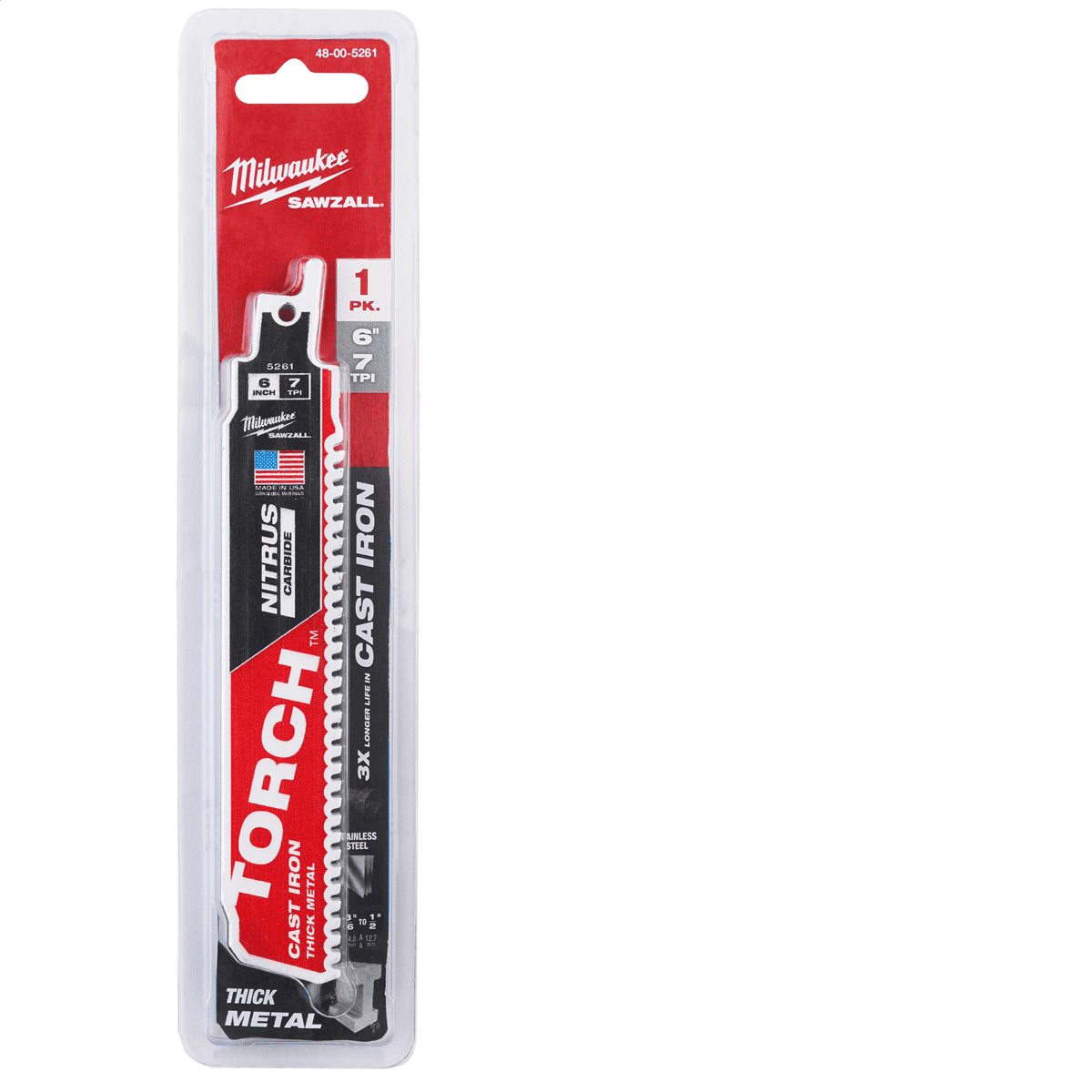 Milwaukee 48-00-5261 6" 7TPI The TORCH Nitrus Carbide Blade 48-00 ...