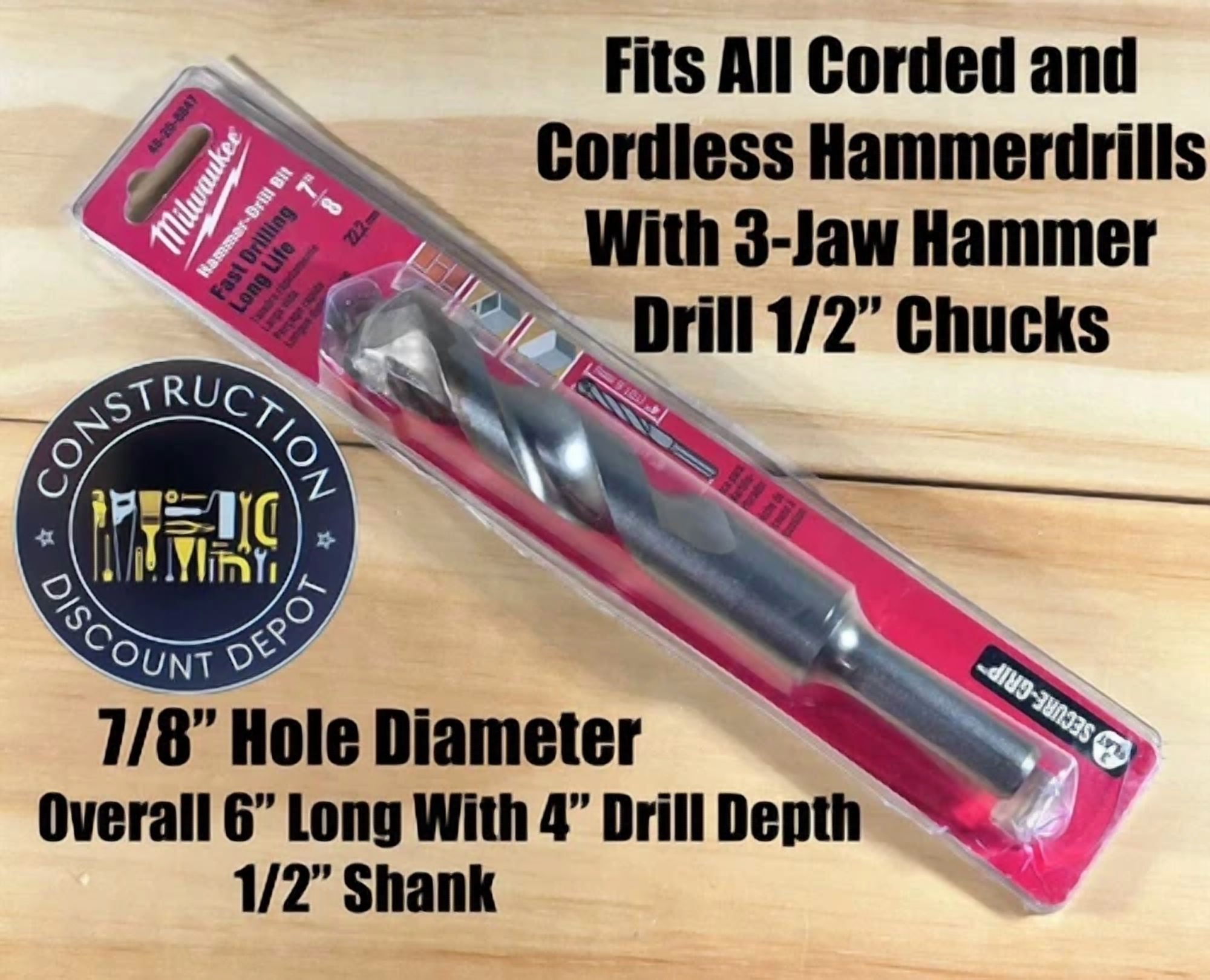 Milwaukee 48-20-8847 Hammer Drill Masonry Concrete Bit 7/8 In. X 4 In ...