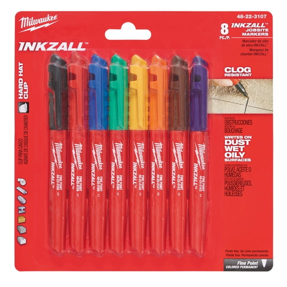 Milwaukee 48-22-3107 8 Pack INKZALL Color Fine Point Markers - Walmart.com