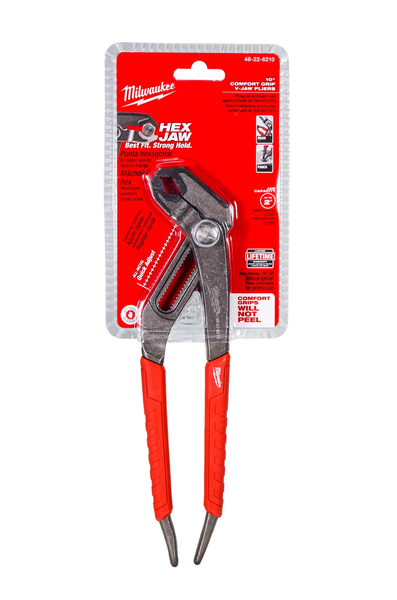Milwaukee 48-22-6210 10″ Hex-Jaw Pliers – 22-Position Quick-Adjust V ...