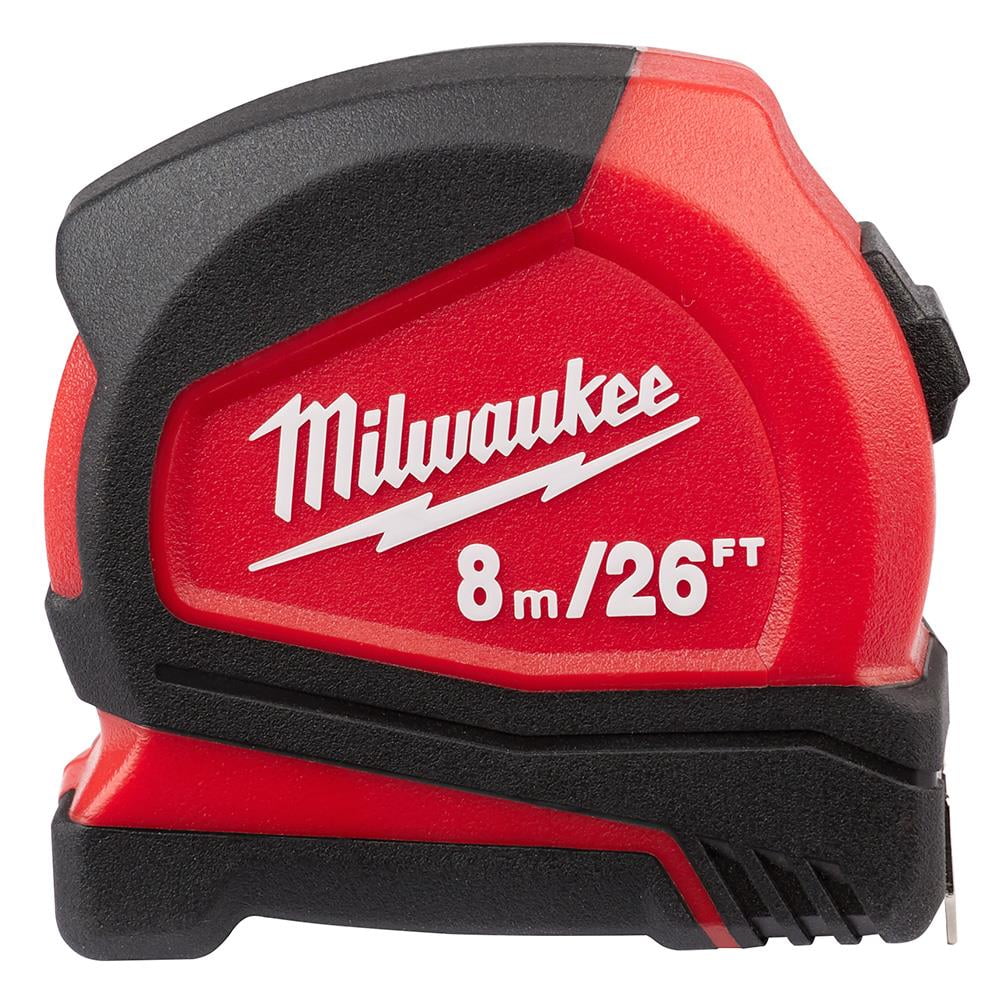 Milwaukee-48-22-6626 8 m/26 ft. Compact Tape Measure - Walmart.com