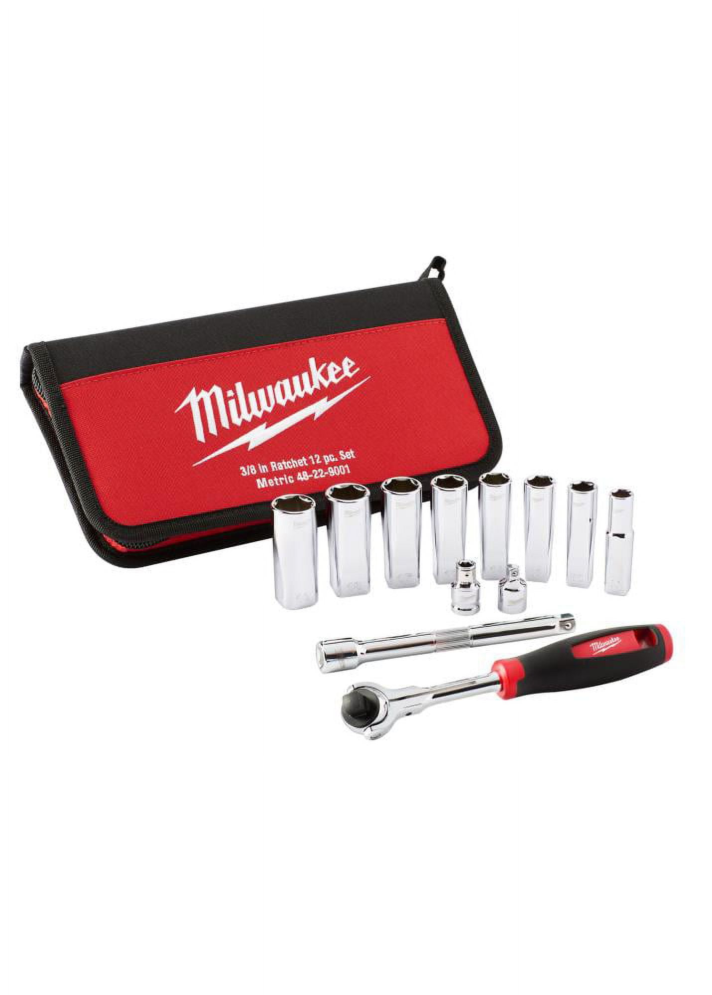 Milwaukee-48-22-9001 12-Piece 3/8 in. Drive Metric Socket Set - Walmart.com