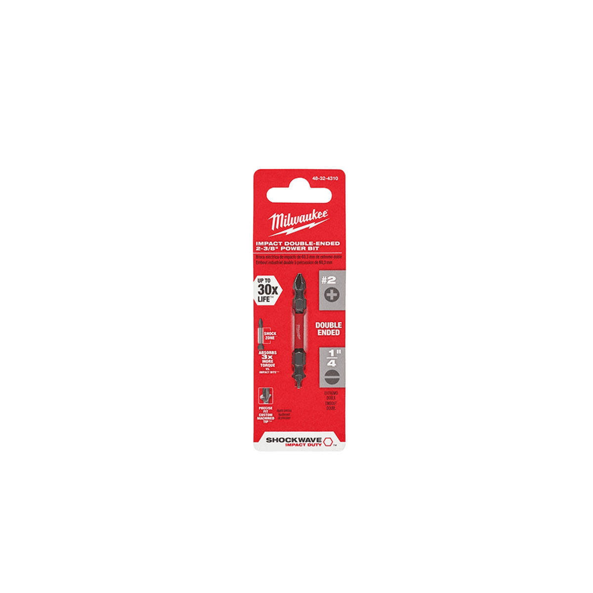 Milwaukee 48-32-4310 SHOCKWAVE Impact Phillips #2 Slotted 1/4 ...