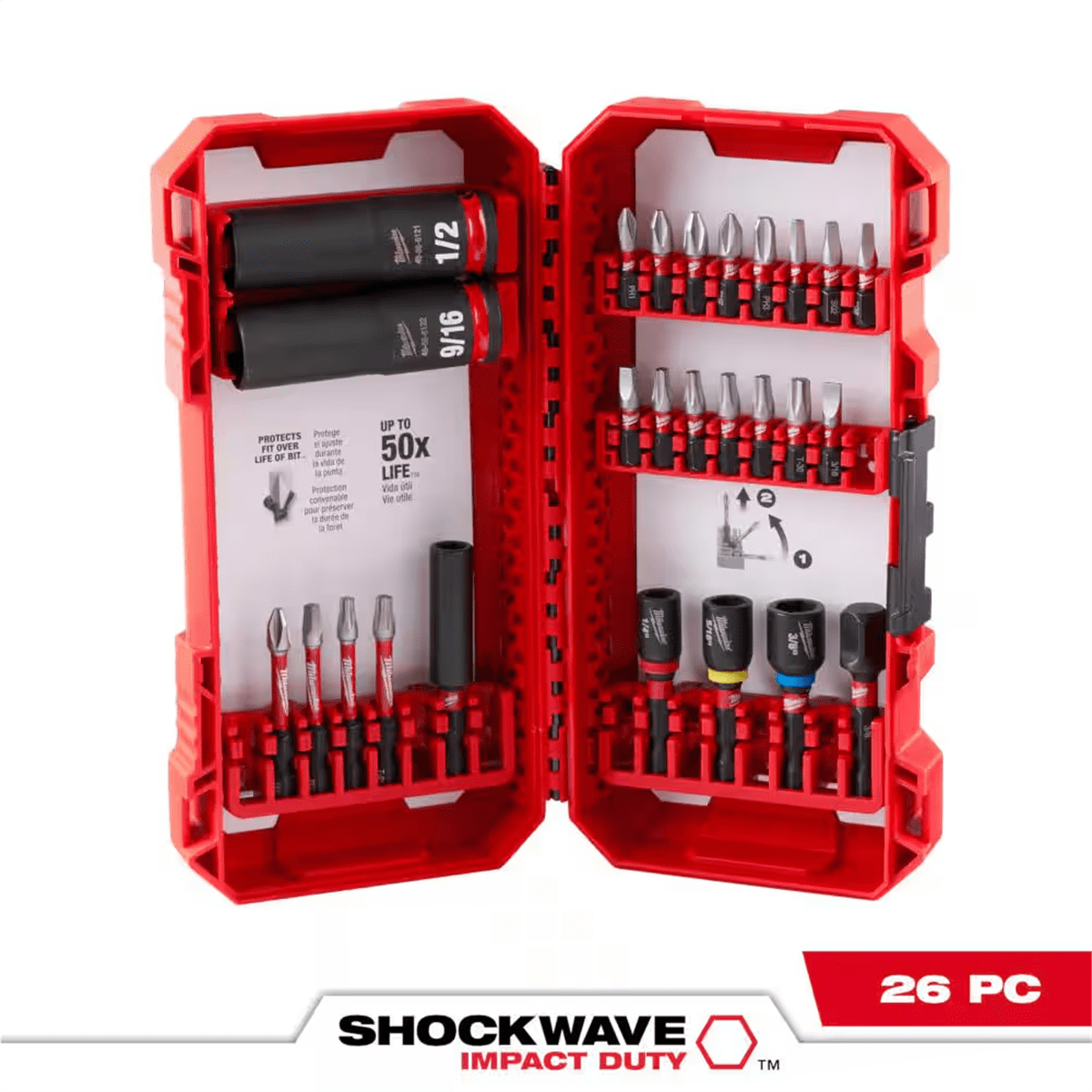 Milwaukee 48-32-4408 SHOCKWAVE 26PC Drill Drive Fasten Set - Walmart.com