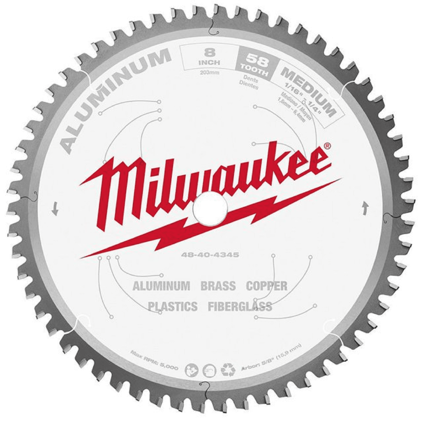 Milwaukee 48-40-4345 8" Aluminum Cutting Circular Saw Blade - Walmart.com