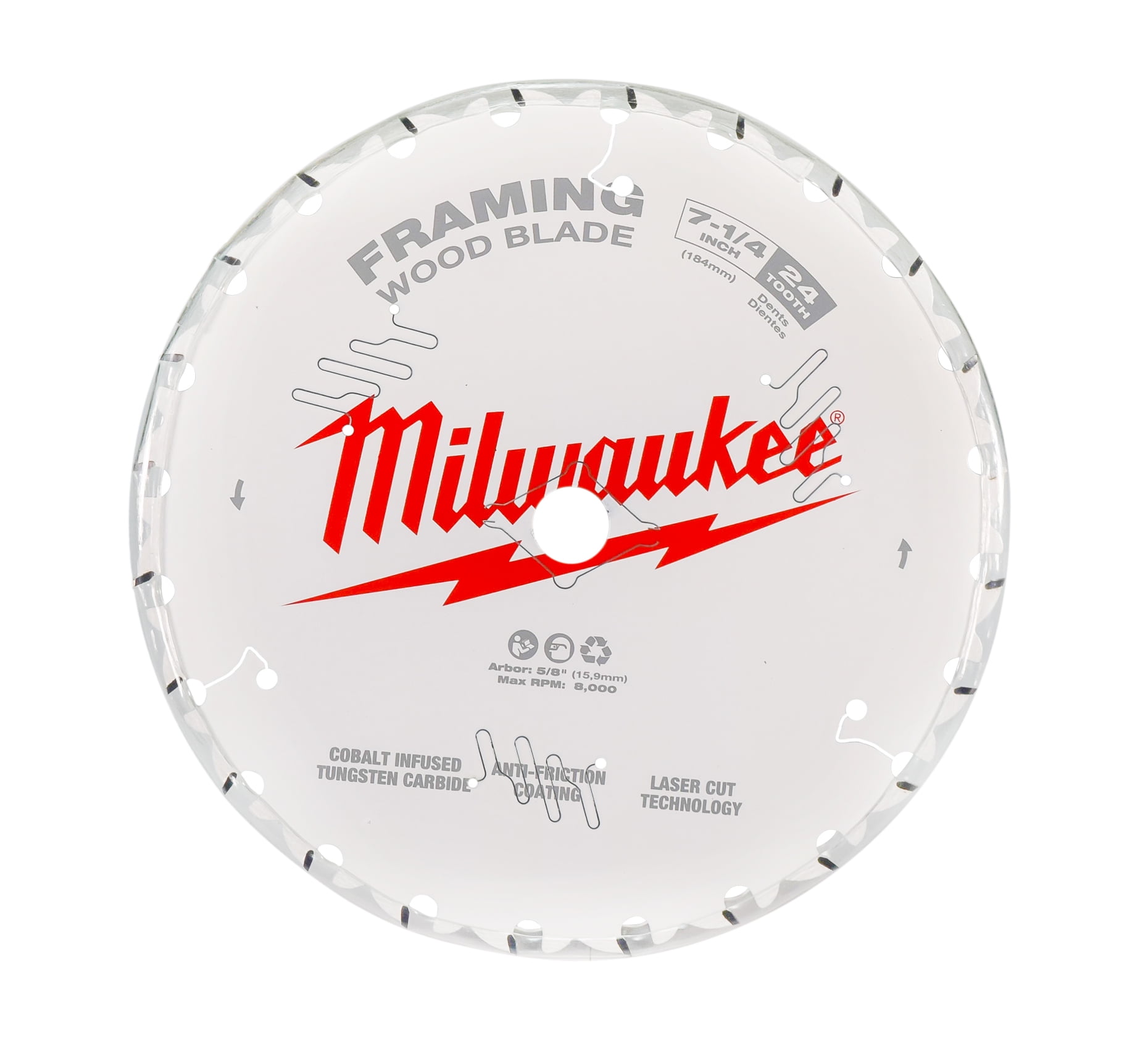 Milwaukee 48-41-0720 7-1/4"" 24 Carbide Teeth Circular Saw Blade ...