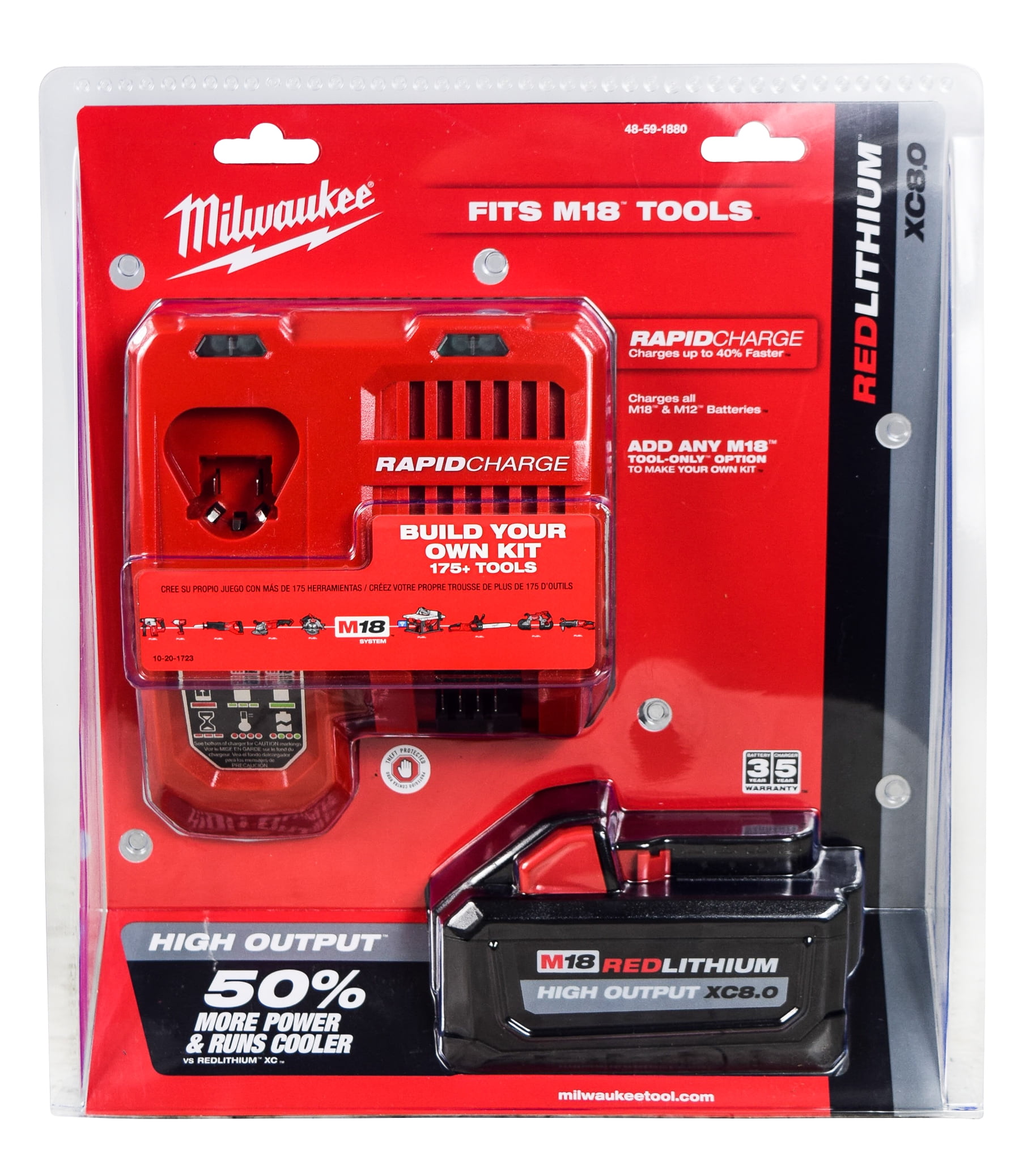 Milwaukee 48-59-1880 XC 8.0Ah Lithium-Ion Battery and Charger Starter Kit - Walmart.com