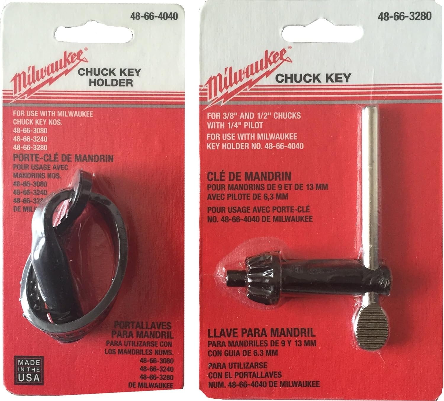 Milwaukee 48-66-3280 Chuck Key and 48-66-4040 Holder - Bundle 2 Items ...