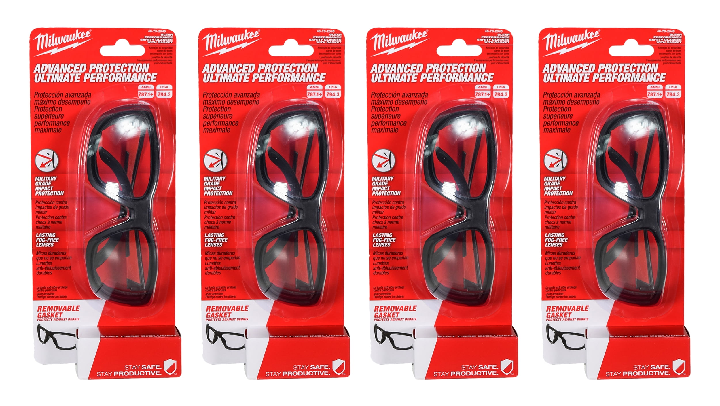 Milwaukee 48-73-2040 Clear High Performance Safety Glasses with Gasket ...