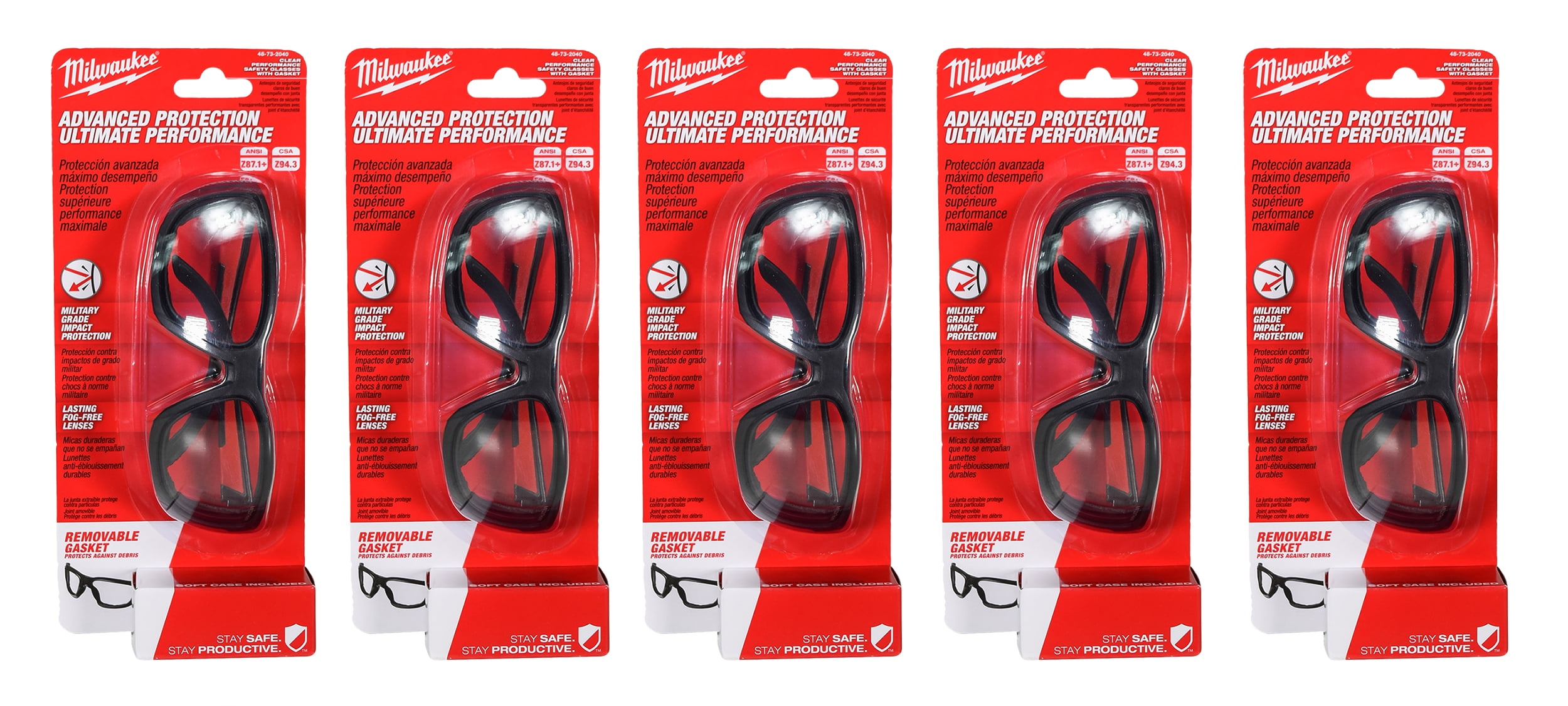 Milwaukee 48-73-2040 Clear High Performance Safety Glasses with Gasket ...