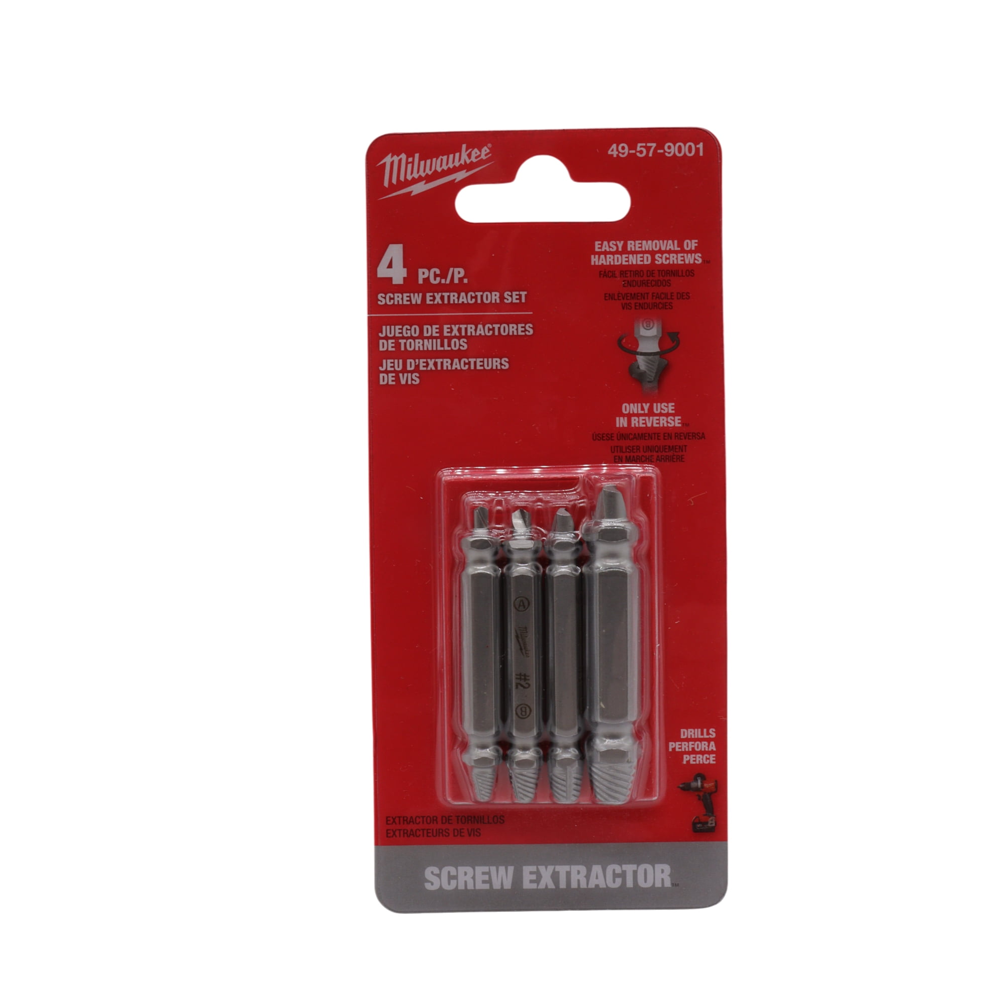 Milwaukee 49-57-9001 4PC M2 Steel Screw Extractor Set - Walmart.com