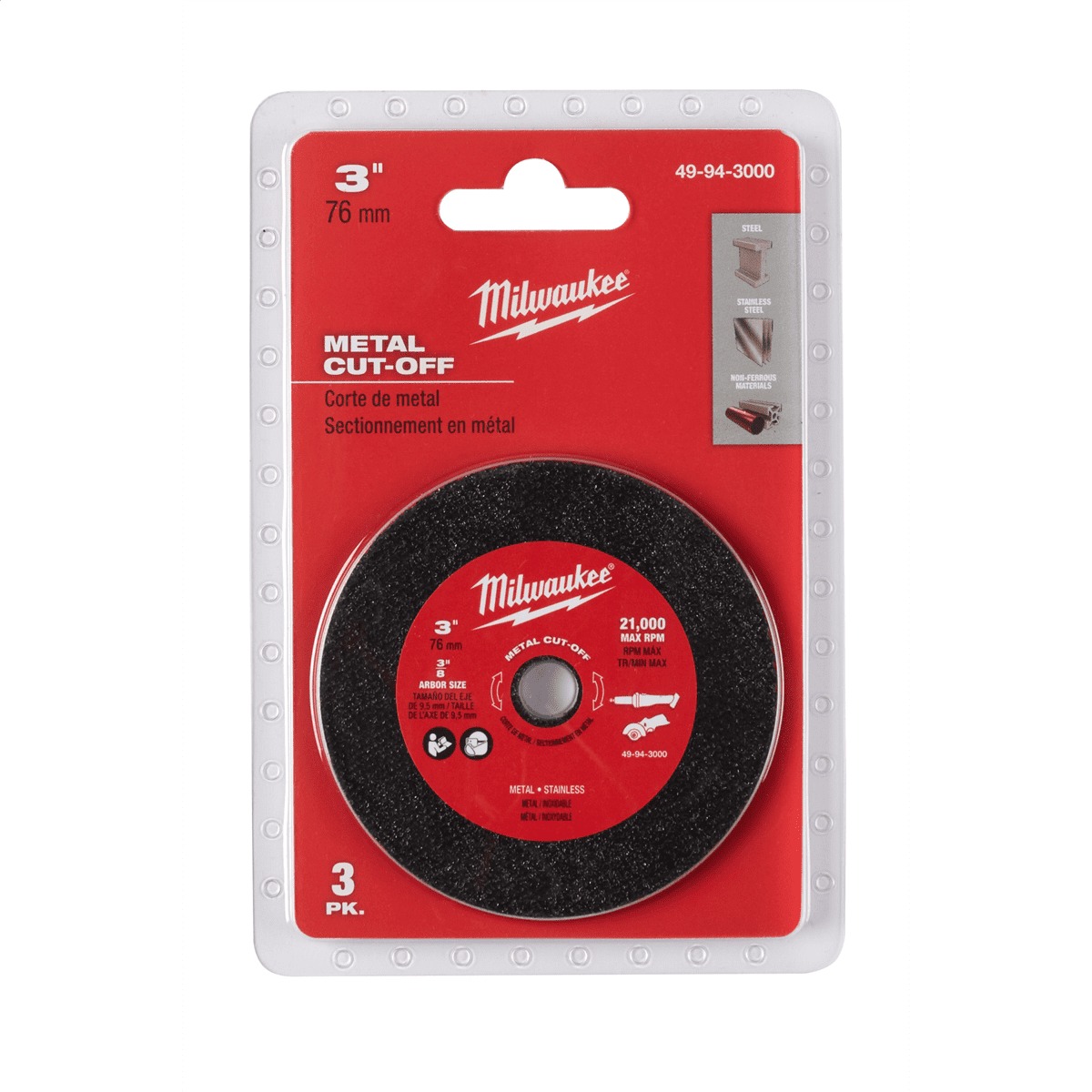 Milwaukee 49-94-3000 3" Metal Cut Off Wheel 3 pk - Walmart.com