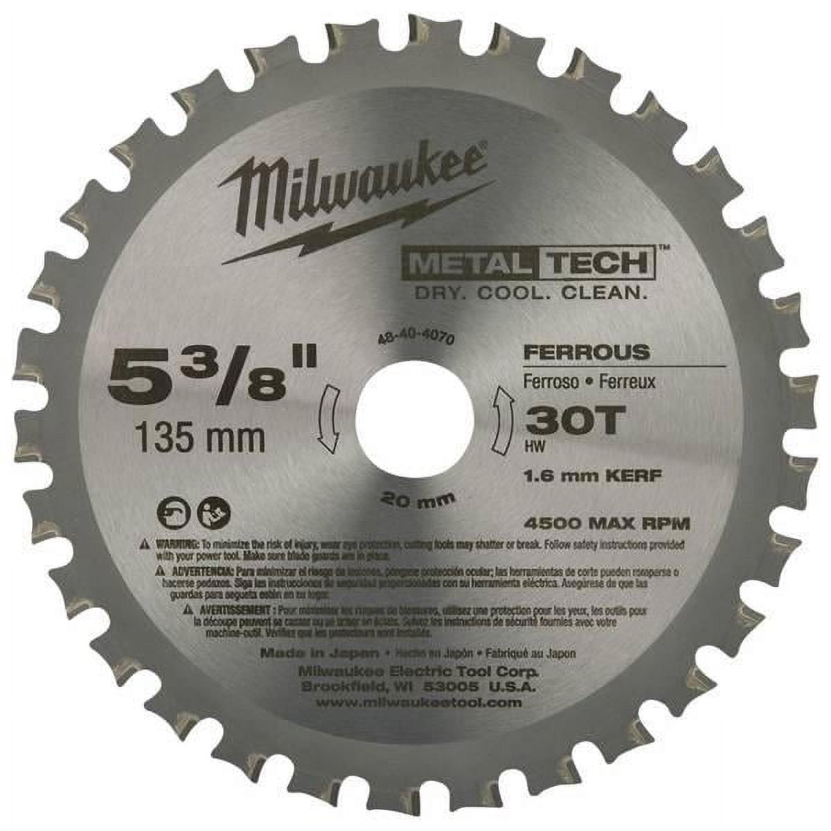 Milwaukee 5-3/8 Metal Cutting Circular Saw Blade - Walmart Business ...