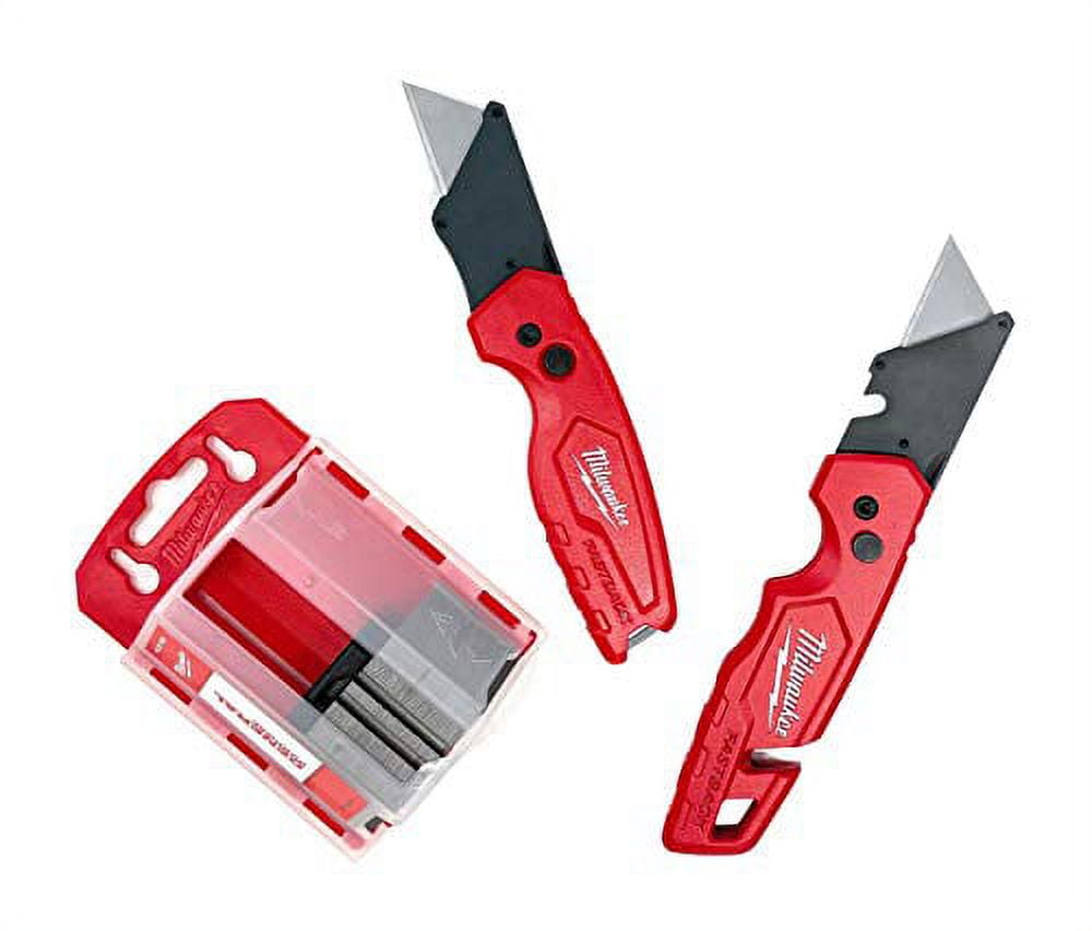 Milwaukee 2pc Utility Knife Set with Extra 50 Blades, Folding, Small ...