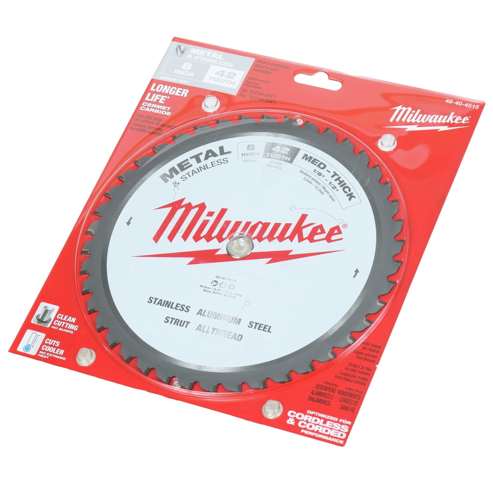 Milwaukee 8" Dry Cut Metal Cutting Circular Saw Blade with 42 Carbide ...