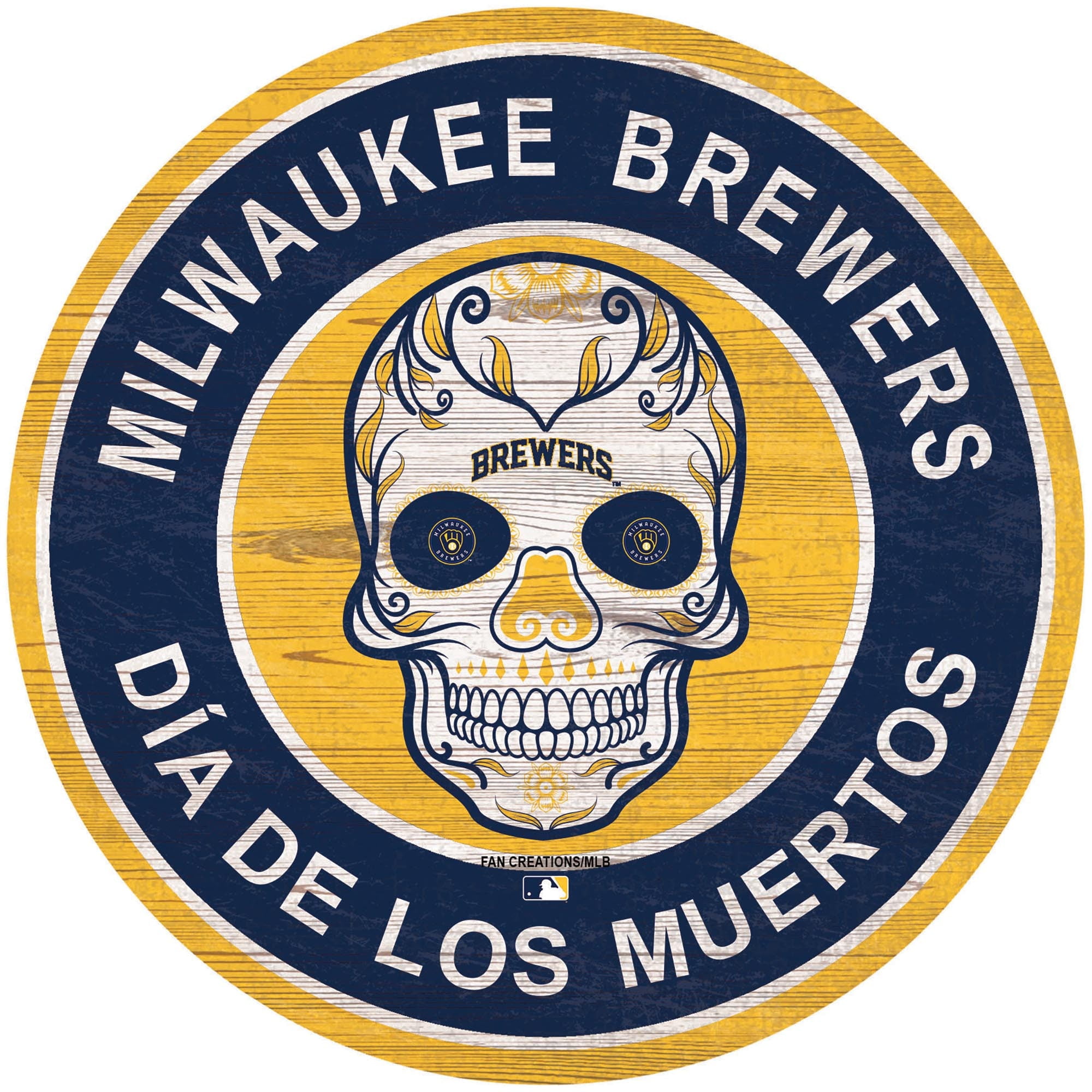 Milwaukee Brewers 12'' Sugar Skull Circle Sign - Walmart.com