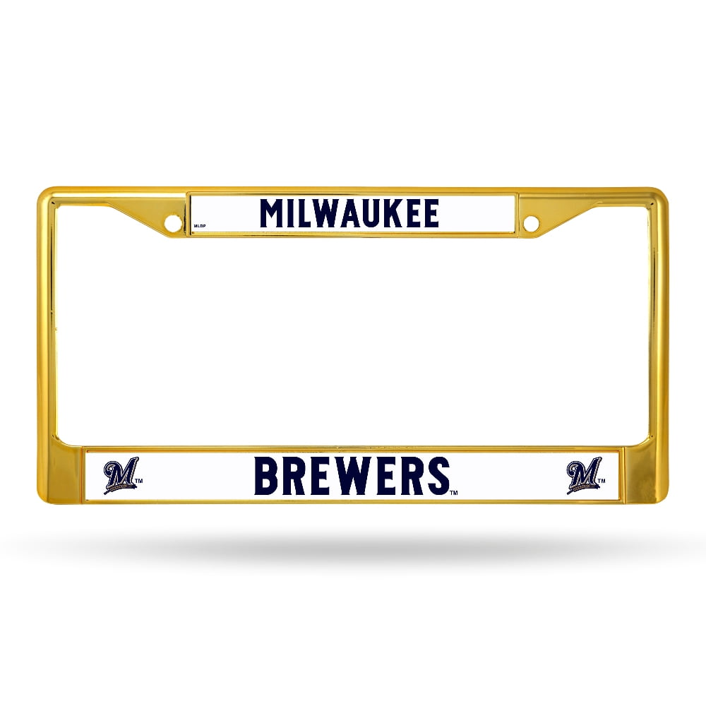 Milwaukee Brewers MLB Licensed Gold Painted Chrome Metal License Plate ...