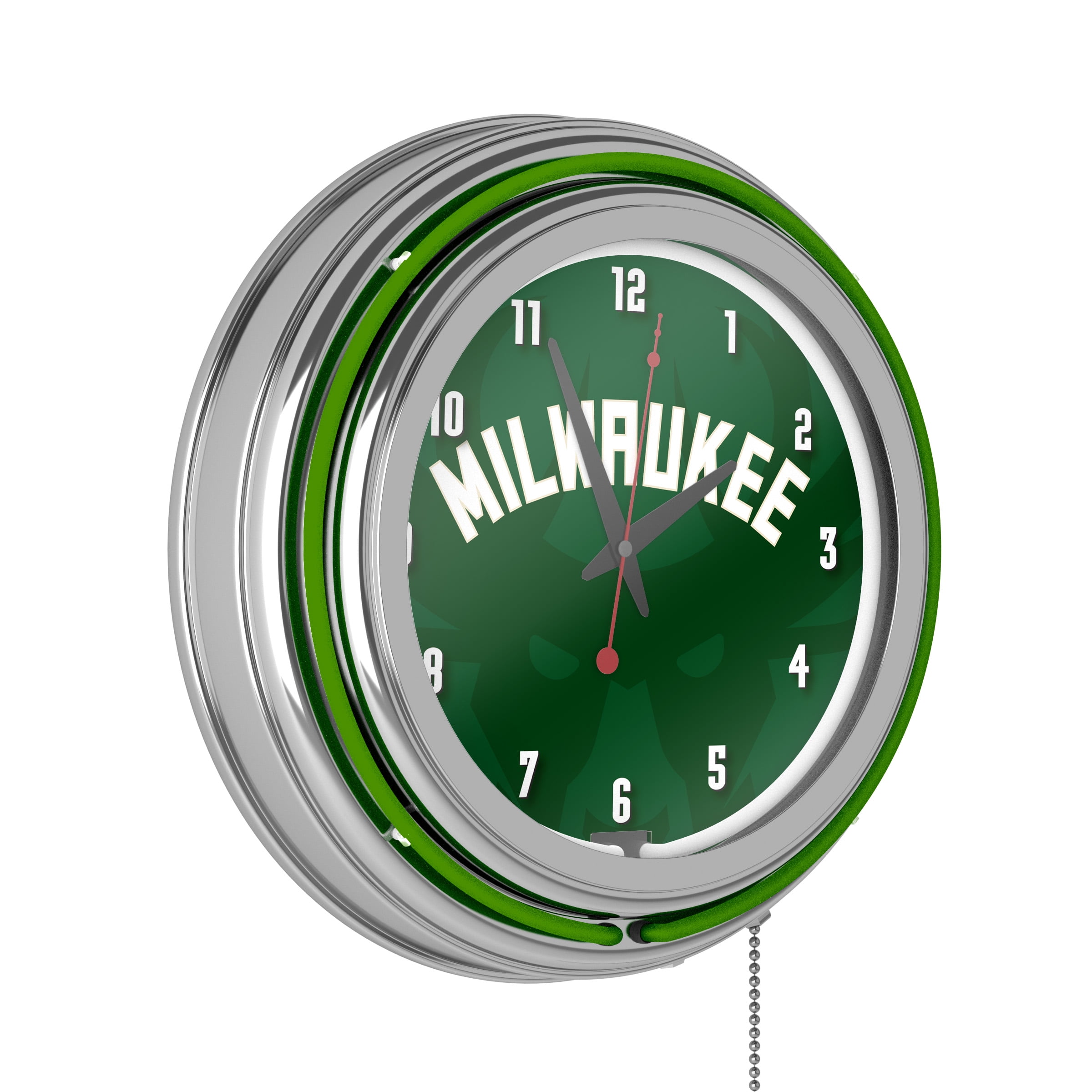 Milwaukee Bucks Fade Retro Neon Analog Wall Clock with Pull Chain ...