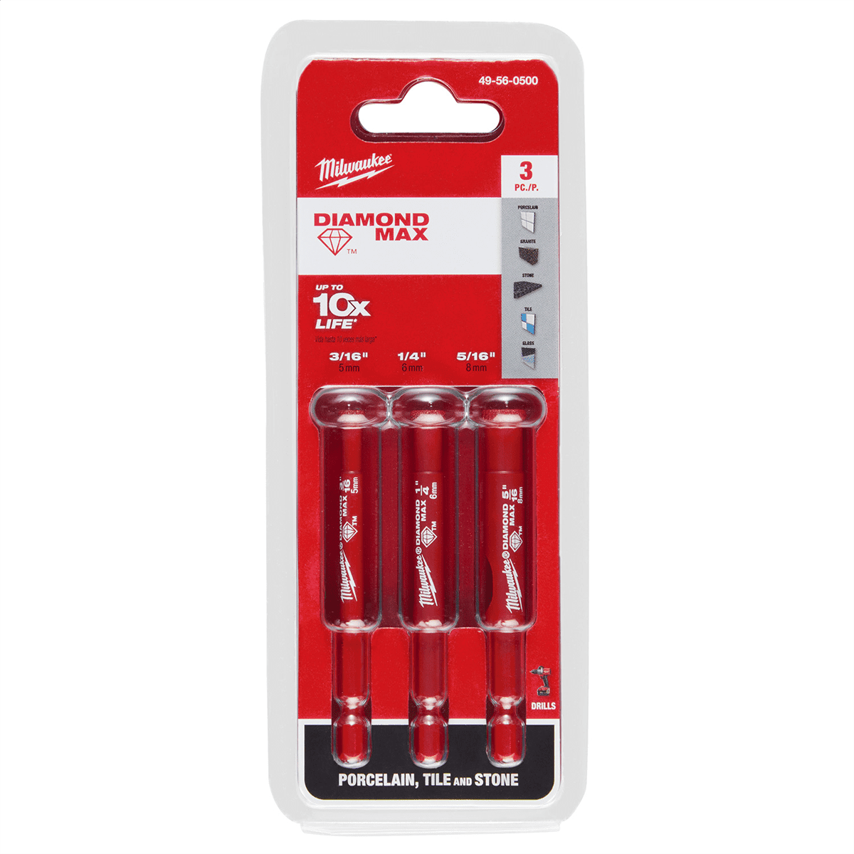 Milwaukee Diamond Max Diamond Grit Hole Saw Drill Bit Set, 3 Pieces ...