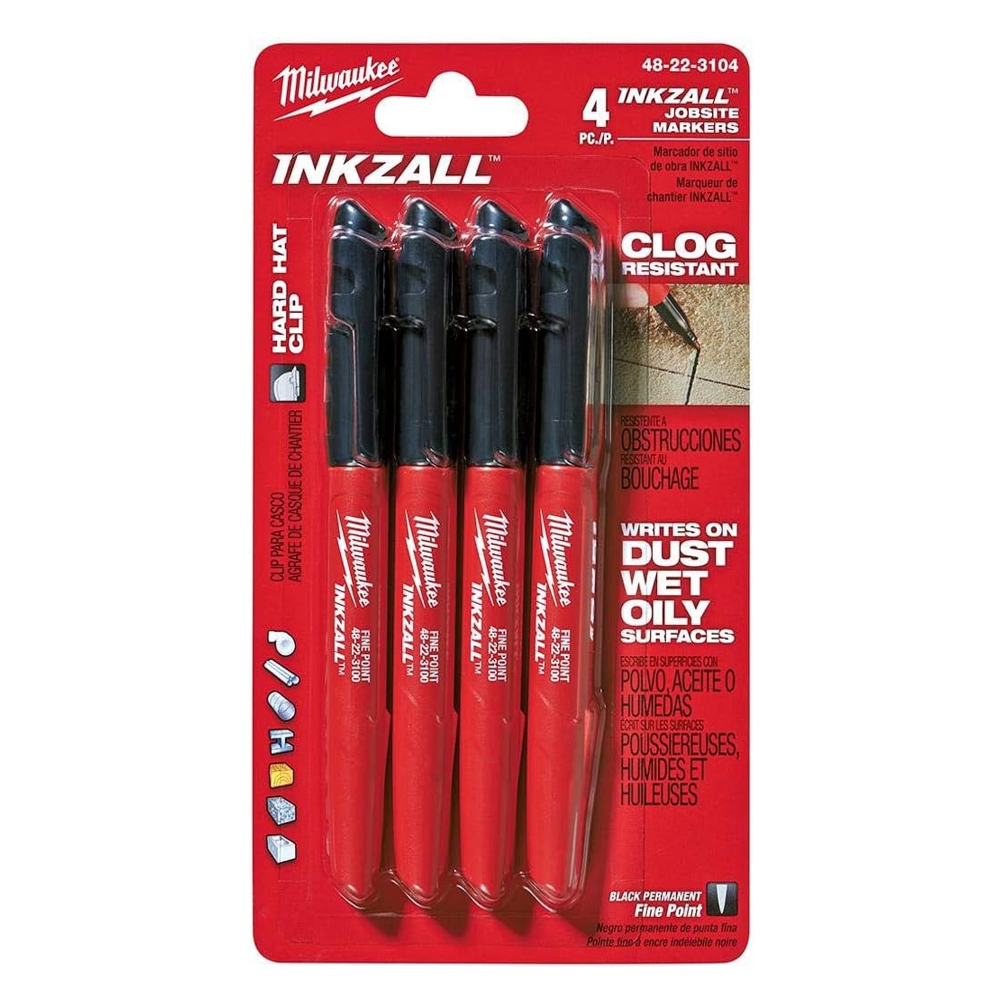 Milwaukee Fine Point Black Markers: 4-Pack - Precision Outline ...
