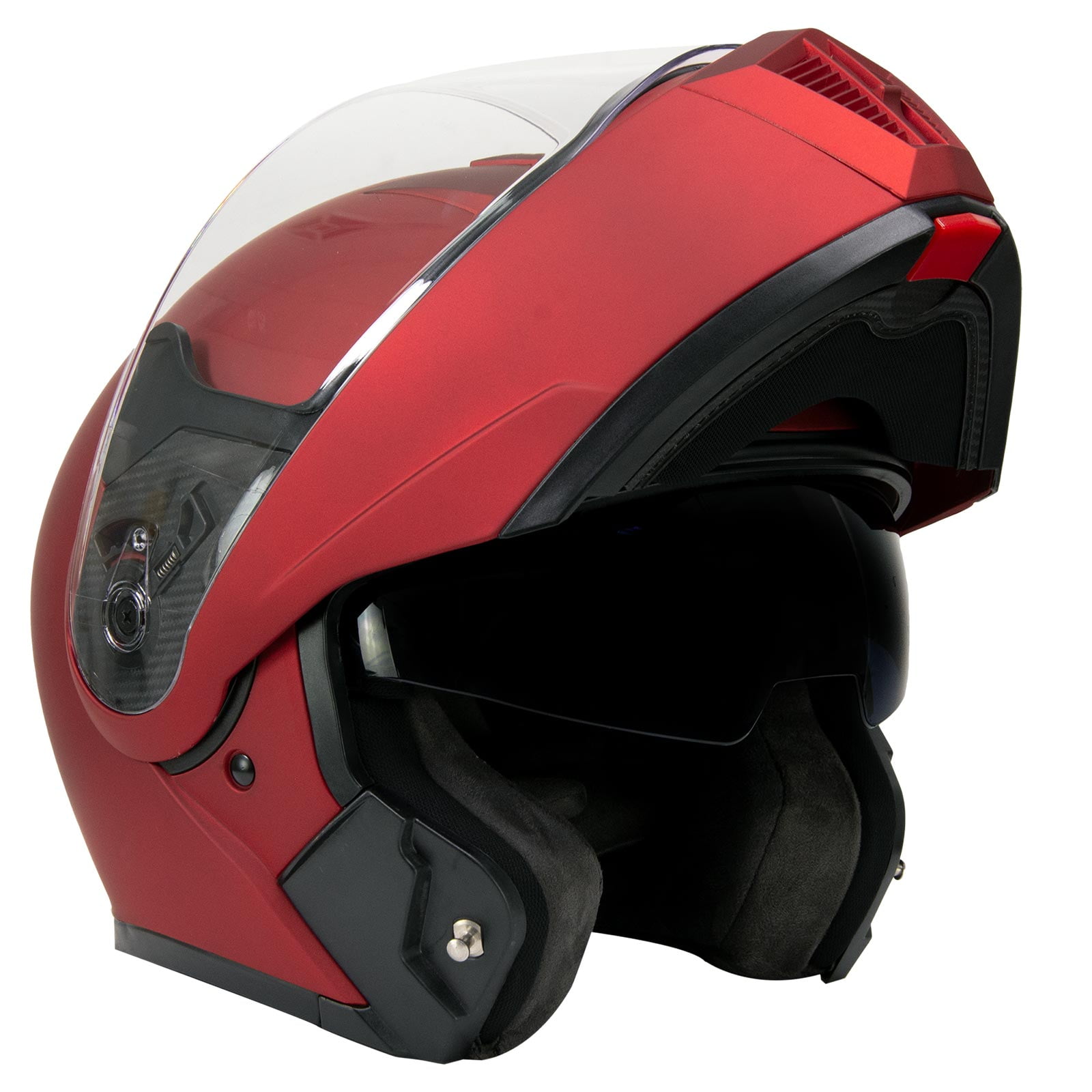 Milwaukee Helmets MPH9827DOT 'Cypher' Flat Red Advanced Motorcycle Modular Helmet w/ Drop Down ...