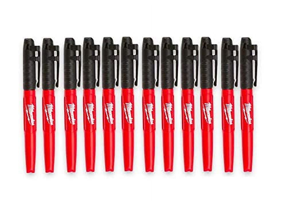 Milwaukee Inkzall Fine Point Permanent Markers, Black, 12 Pack ...