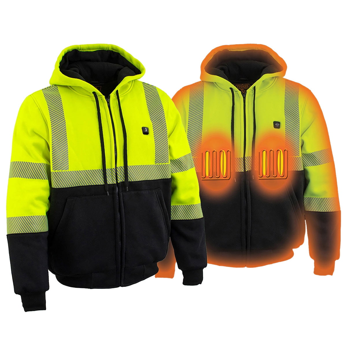 Nexgen Heat MPM1773SET Men's Heated High Visibility Work Hoodie, Neon ...